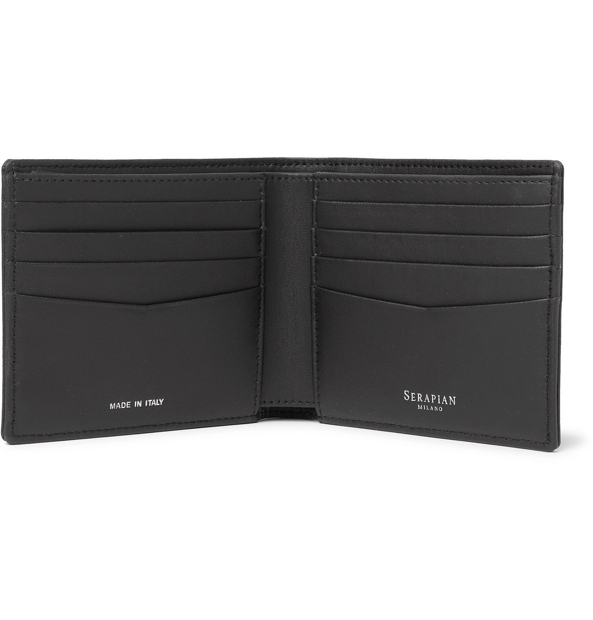 Serapian - Logo-Appliquéd Faux Leather Billfold Wallet - Black Serapian
