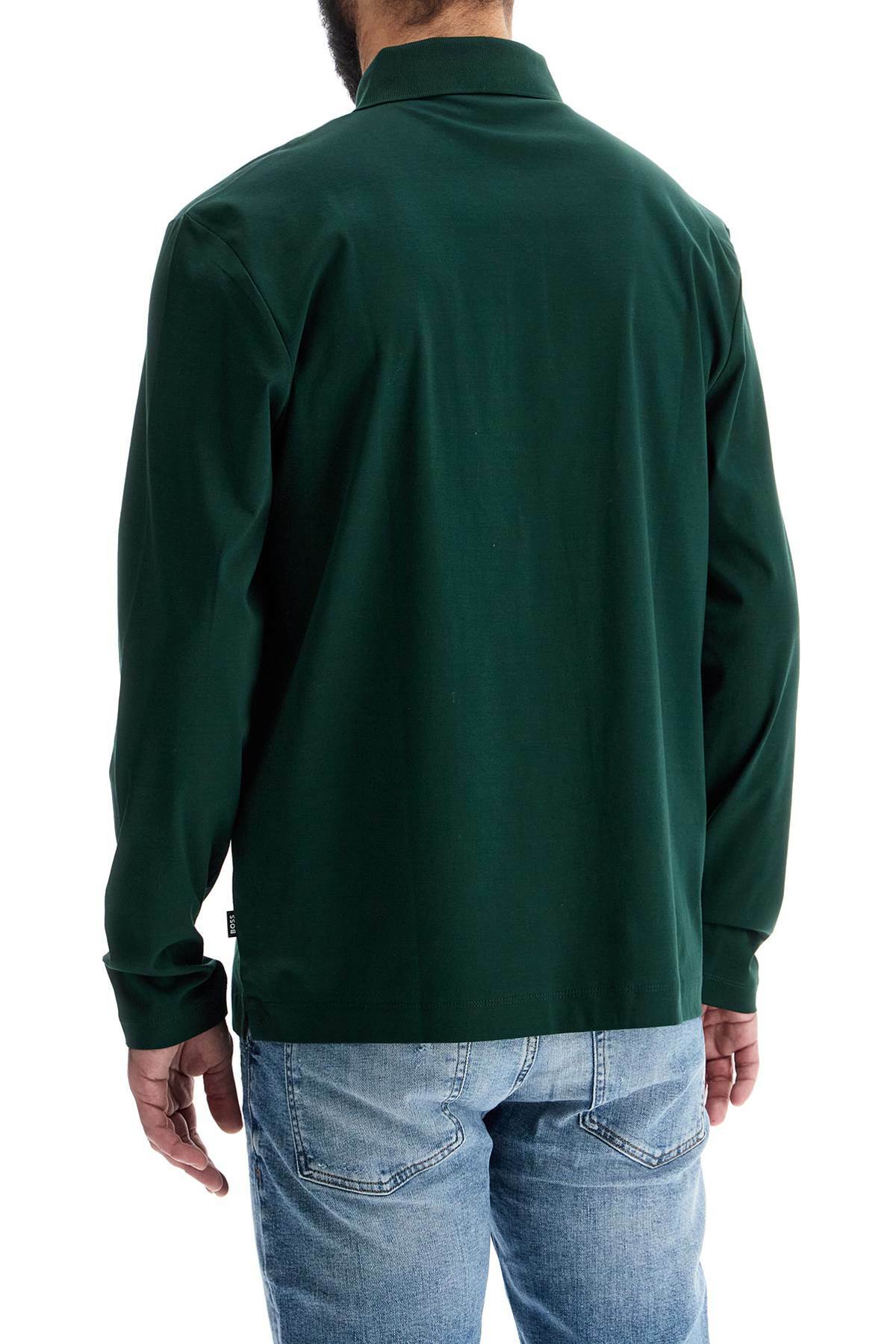 BOSS men's long sleeve slim fit cotton polo green Green BOSS