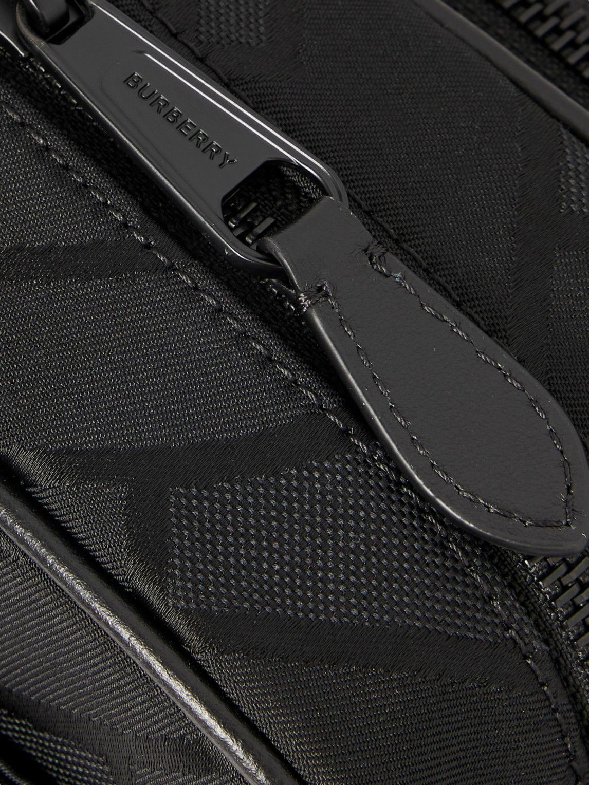 Burberry - Monogram-Jacquard Leather-Trimmed Shell Messenger Bag Burberry