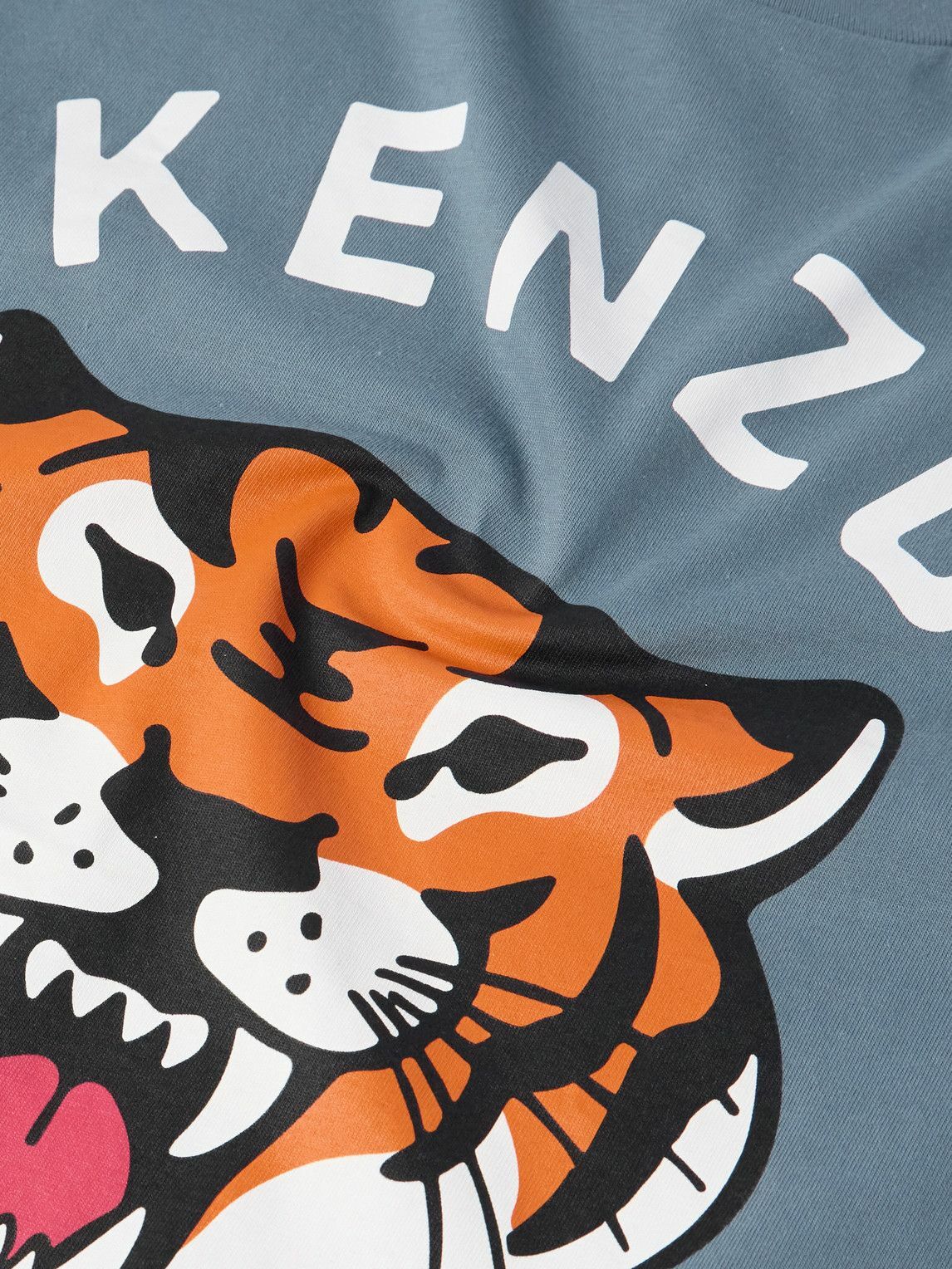 KENZO - Lucky Tiger Logo-Print Cotton-Jersey T-Shirt - Blue Kenzo
