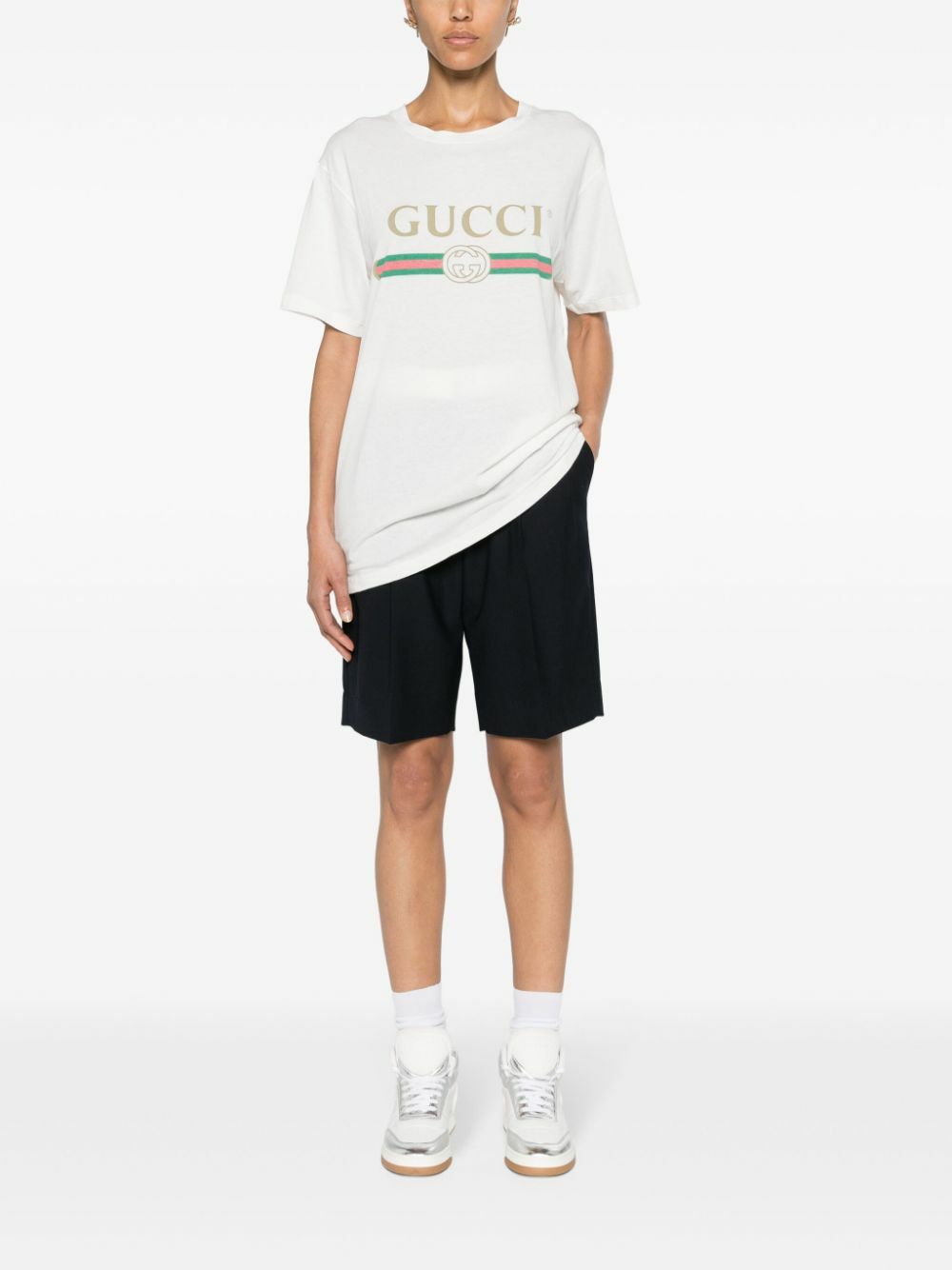 Gucci White Fake Logo Cotton T-Shirt Gucci