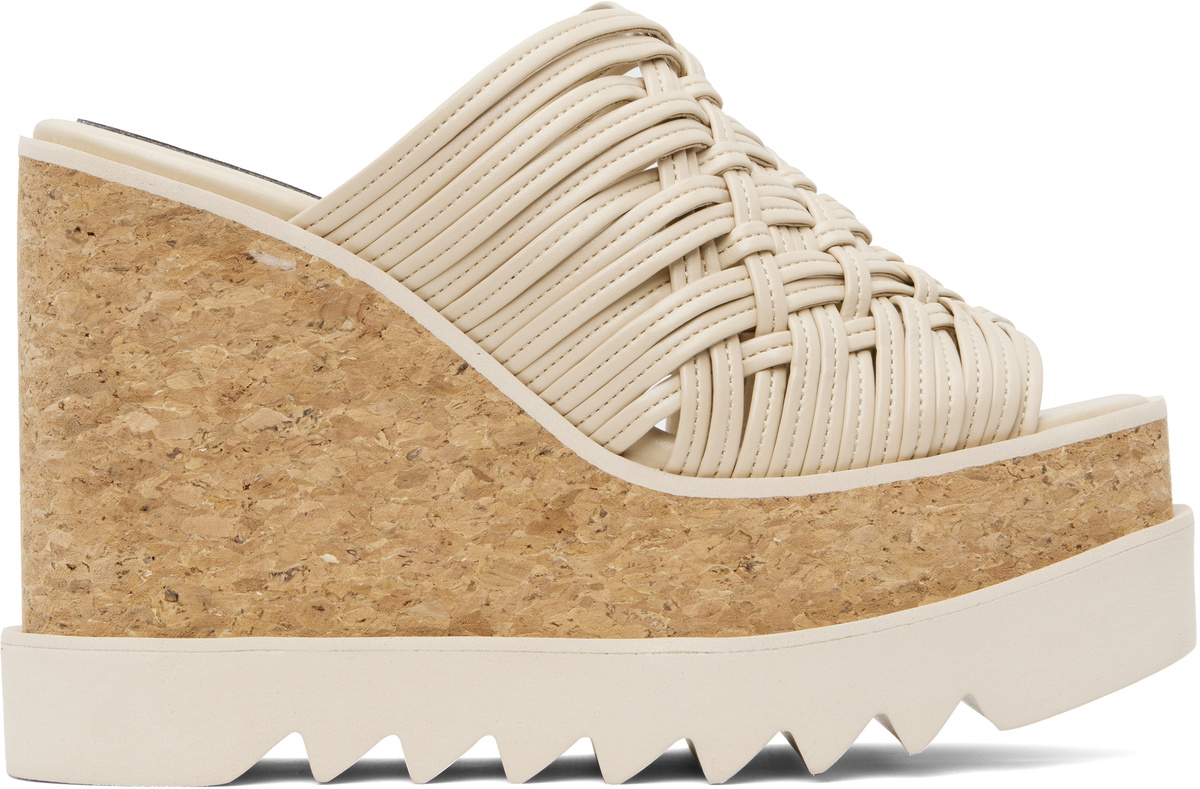 Stella McCartney Beige Sneak-Elyse Woven Platform Wedge Sandals Stella McCartney