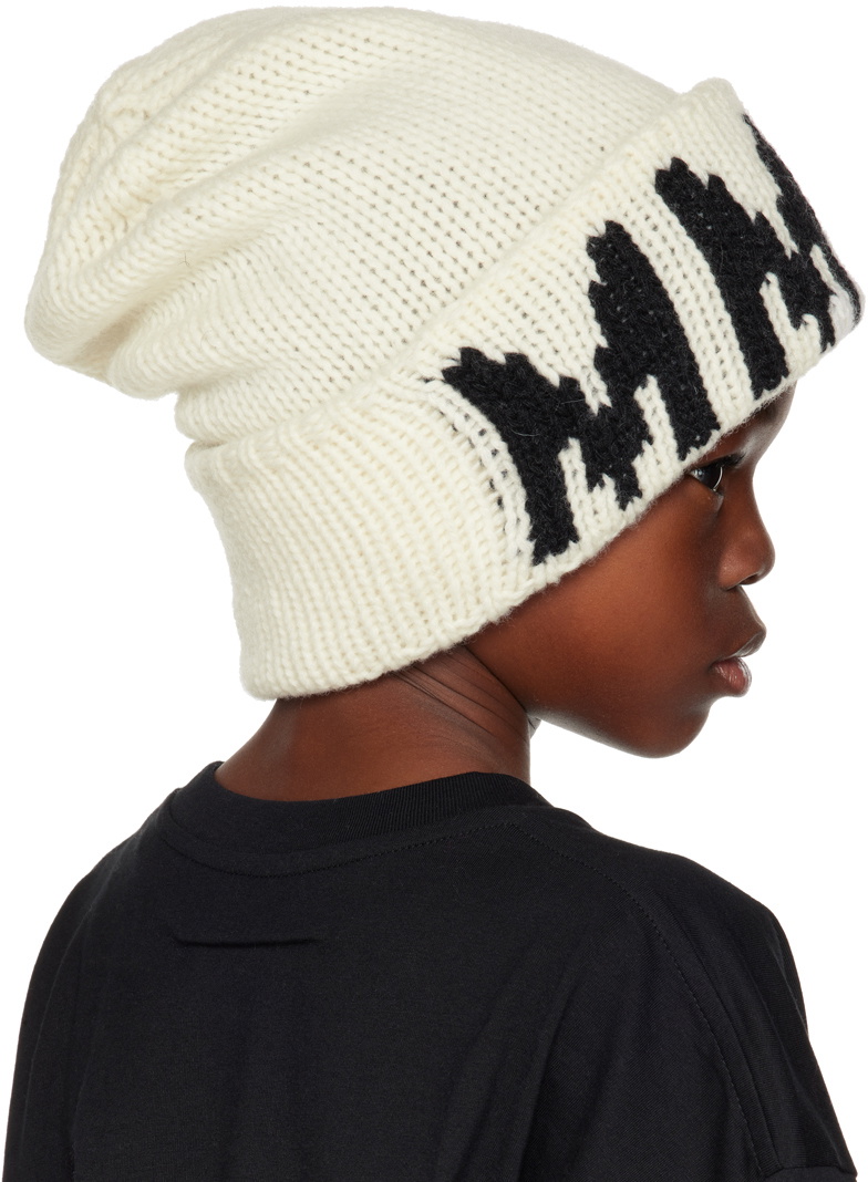 MM6 Maison Margiela Kids Off-White Jacquard Beanie MM6 Maison Margiela