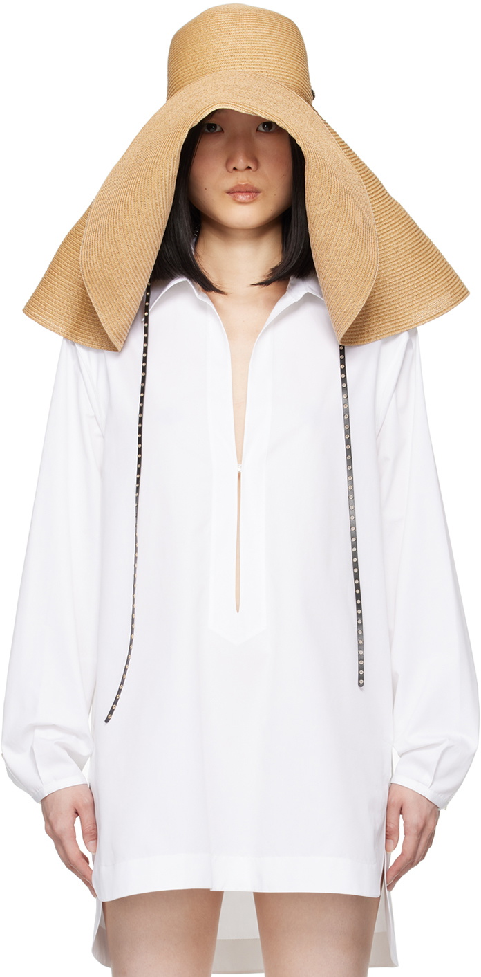 ALAÏA Tan Capeline Hat ALAÏA