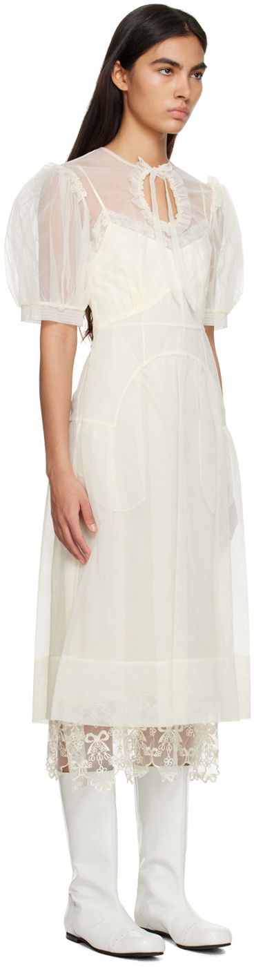 Simone Rocha White Tie-Neck Midi Dress Simone Rocha