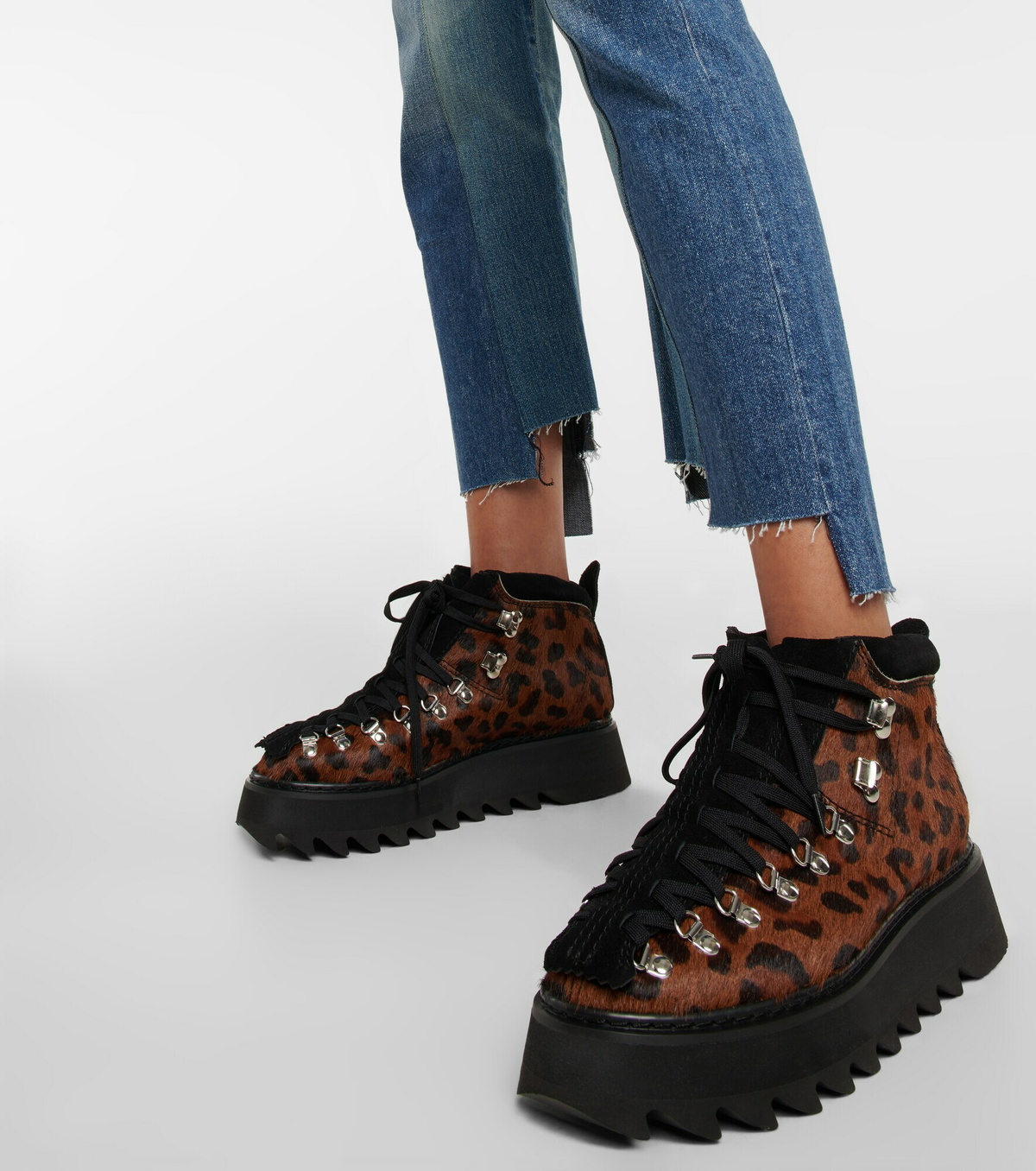 Junya Watanabe Leopard Print Calf Hair Ankle Boots Junya Watanabe