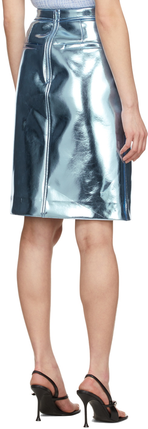 Victoria Beckham Blue Metallic Mini Skirt Victoria Beckham