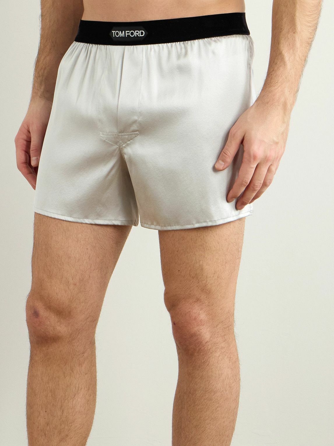 TOM FORD - Stretch-Silk Satin Boxers - Gray TOM FORD