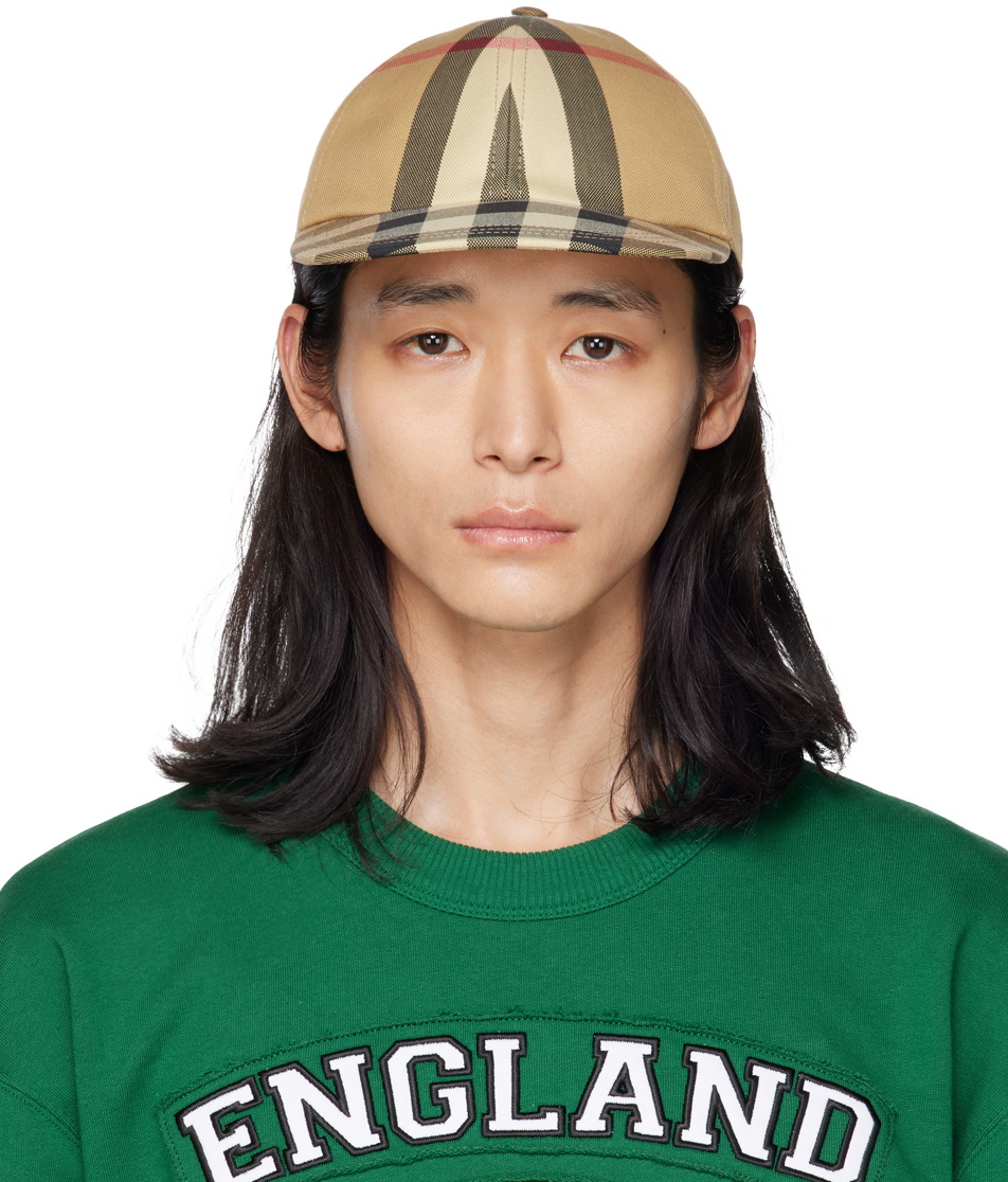 Burberry Beige Check Baseball Cap Burberry
