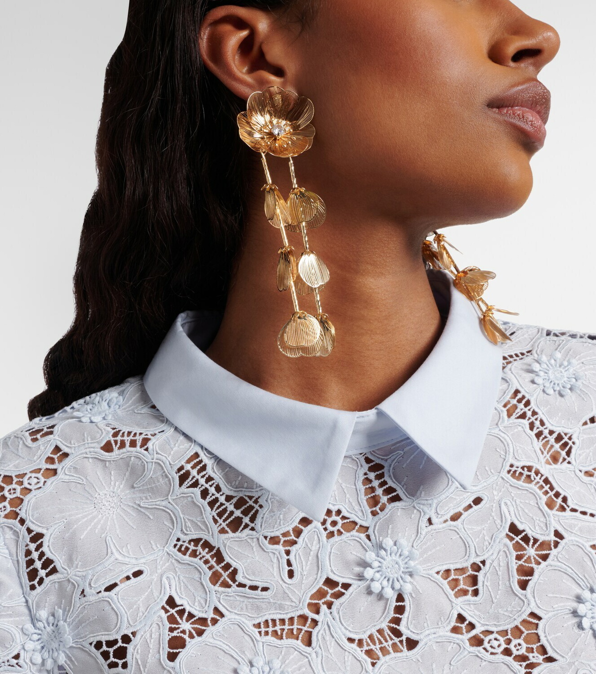 Self-Portrait Embellished floral drop earrings Self-Portrait