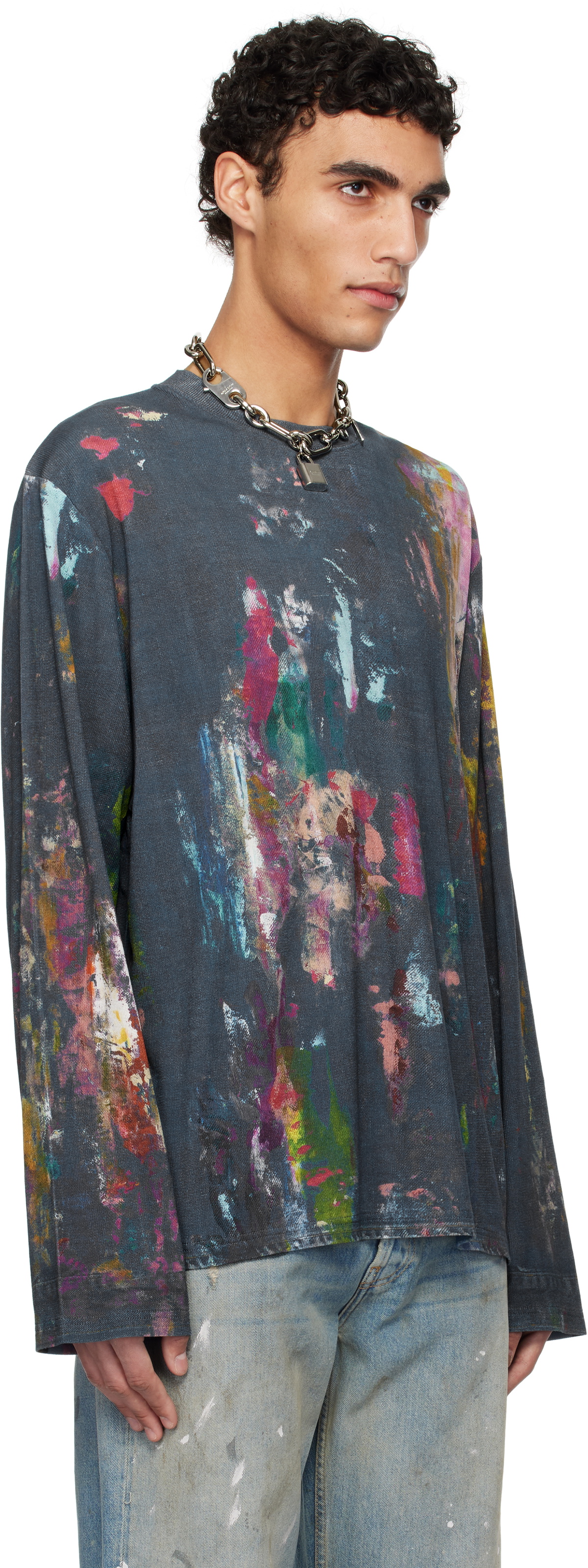 Acne Studios Blue Paint Splatter T-shirt Acne Studios