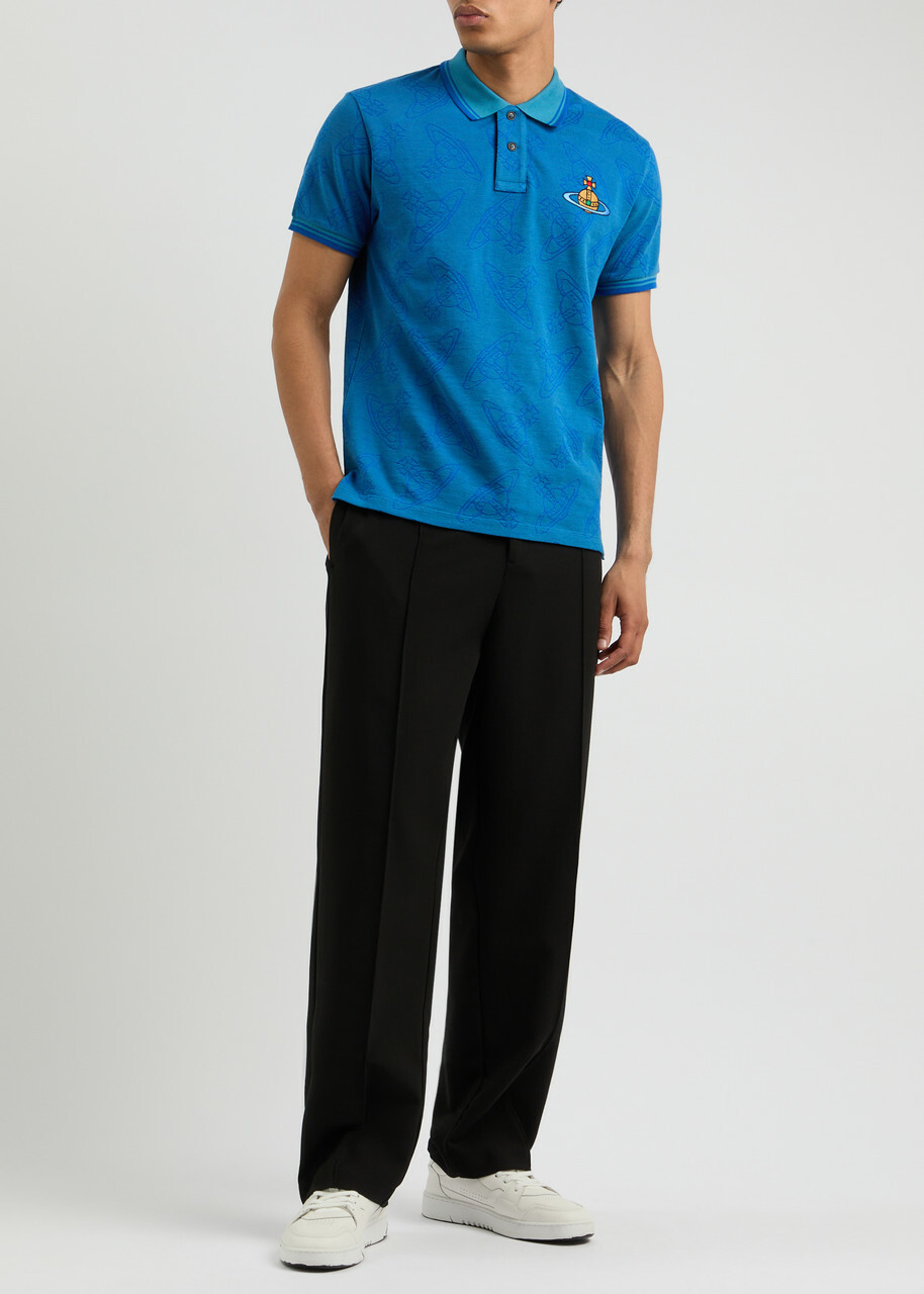 Vivienne Westwood Orb-jacquard Cotton Polo Shirt Blue Vivienne Westwood