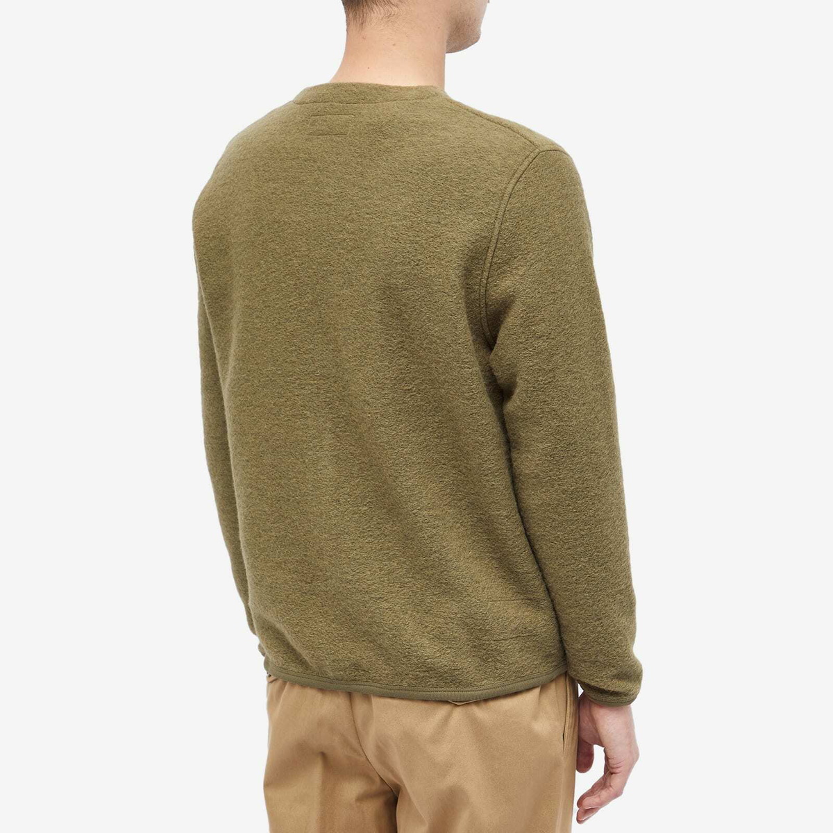 Universal Works Men's Wool Fleece Cardigan in Lovat Universal Works