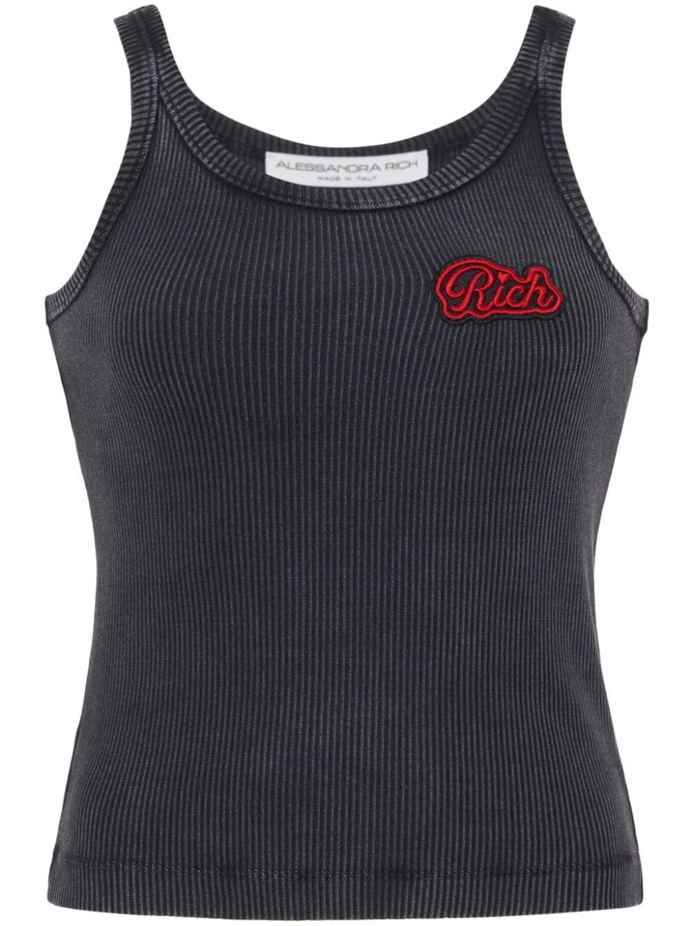 ALESSANDRA RICH - Logo Ribbed Cotton Tank Top Alessandra Rich