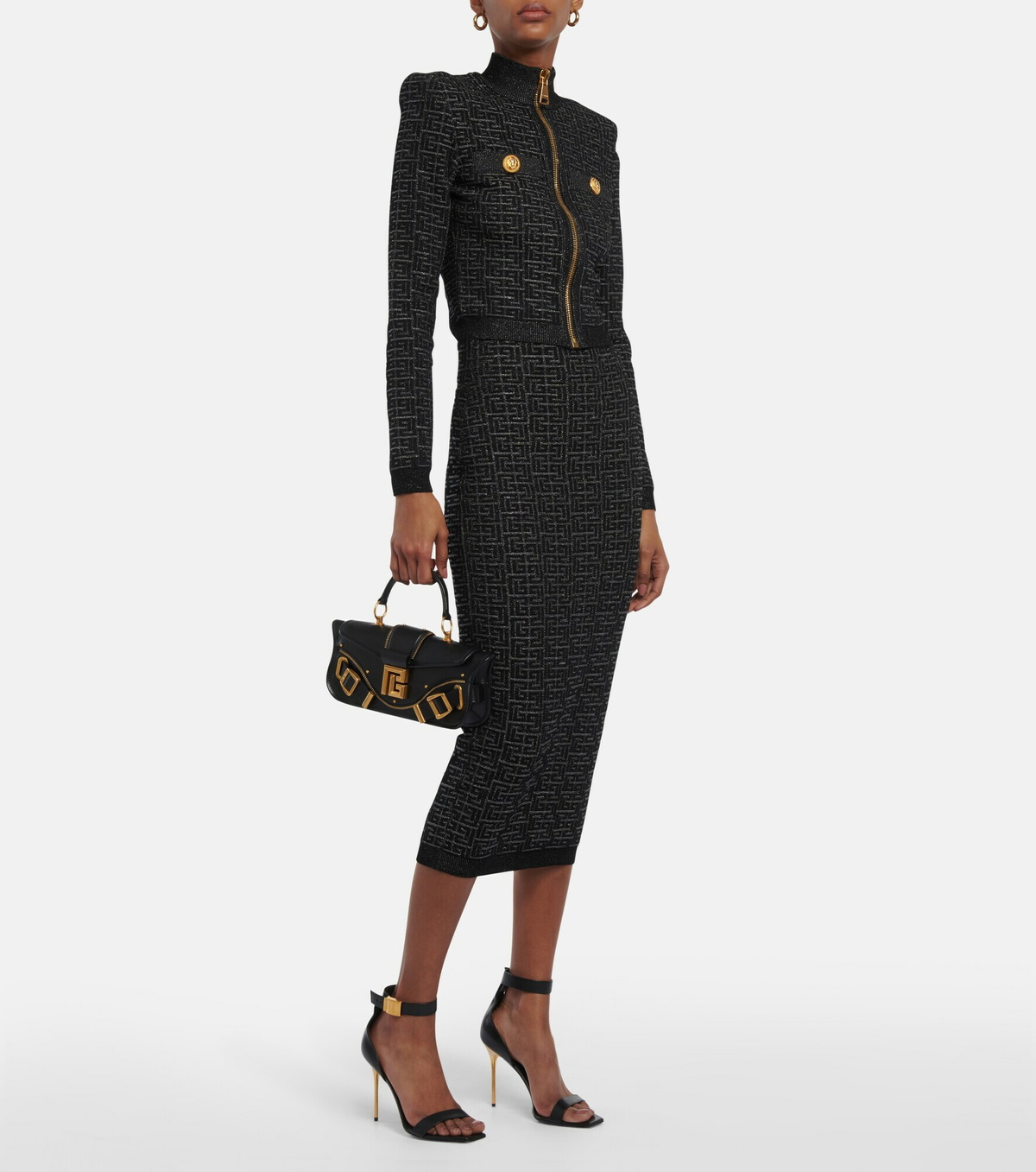 Balmain - Monogram jacquard pencil skirt Balmain