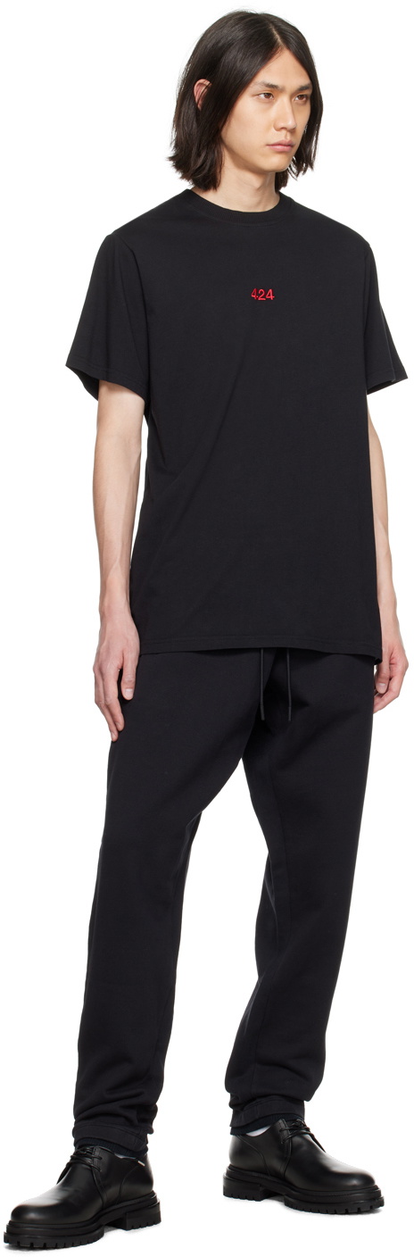 424 Black Embroidered Sweatpants 424