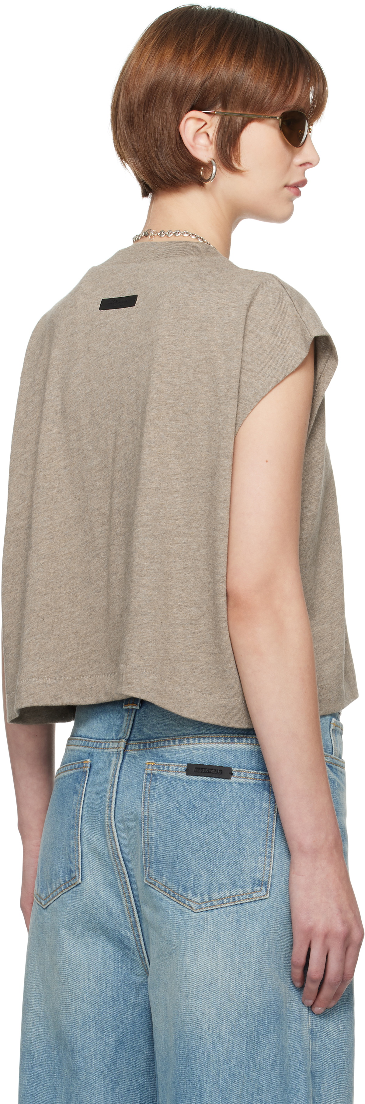 Fear of God ESSENTIALS Gray Tri-Blend Cropped Muscle T-shirt Fear Of ...