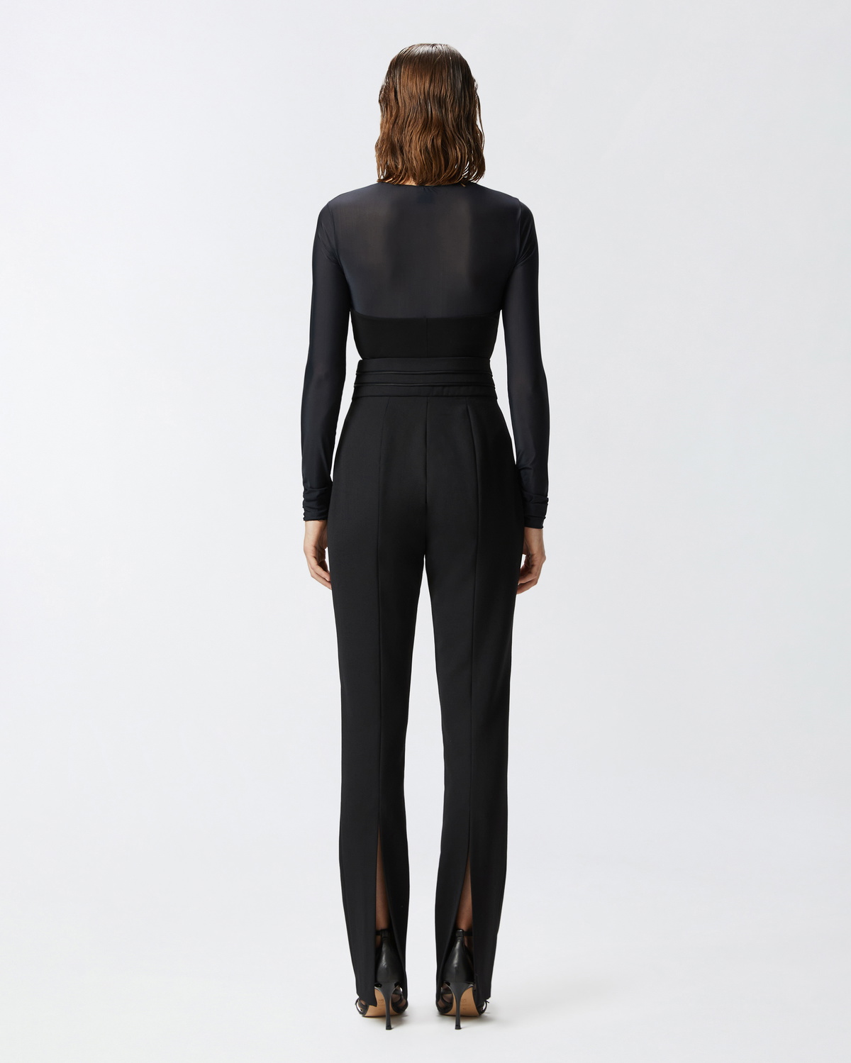 Pinko Transparent Long Sleeved Bodysuit Limo Black Pinko