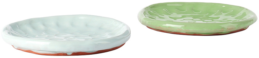 GERSTLEY Blue & Green Lunch Plate Set