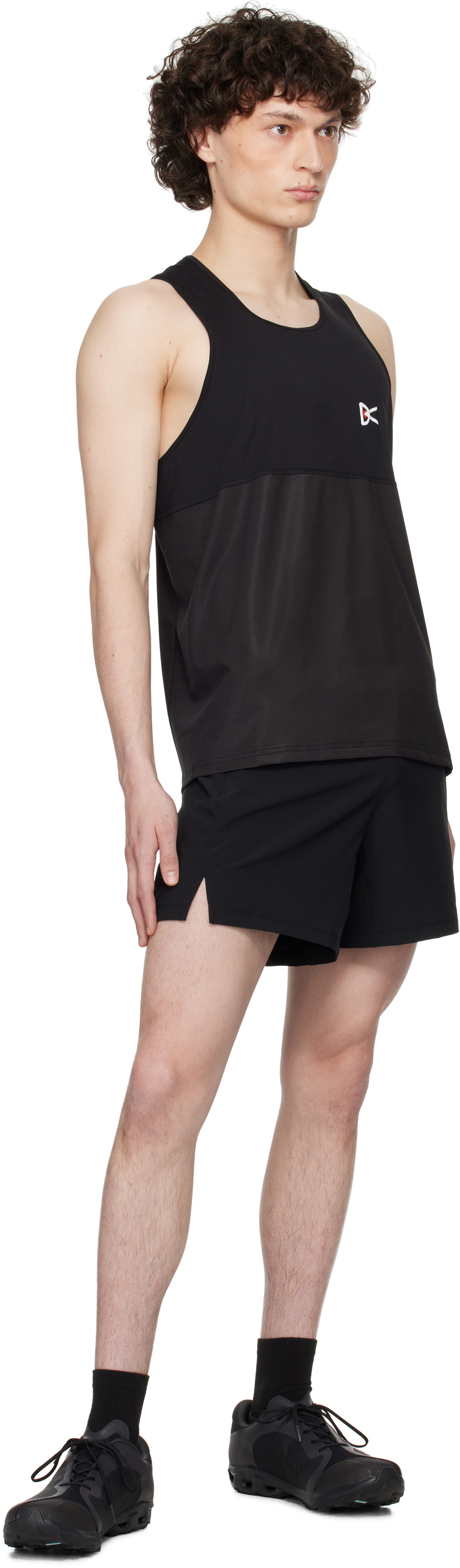 District Vision Black Panelled Mesh Singlet Tank Top District Vision