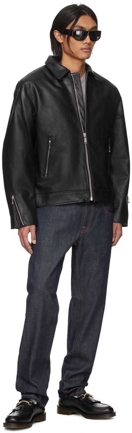 Nudie Jeans Black Eddy Rider Leather Jacket Nudie Jeans Co