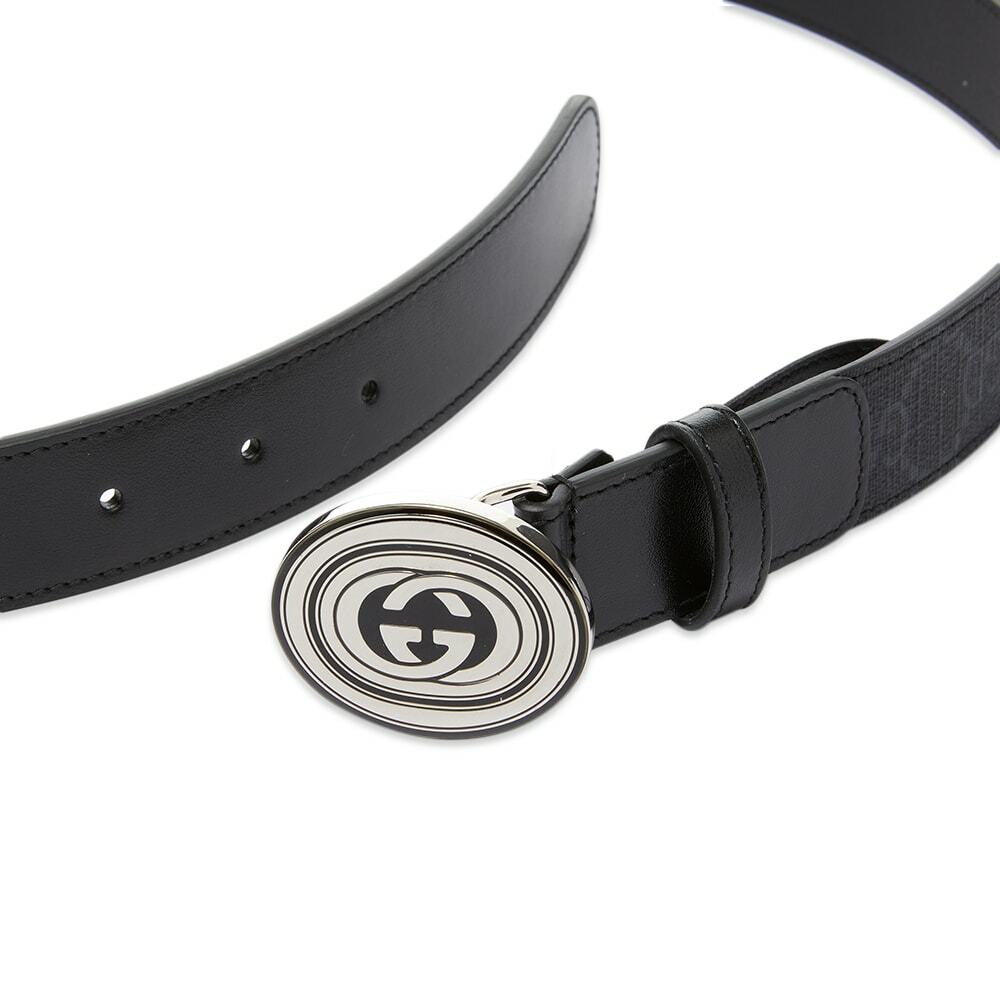 Gucci Men's GG Supreme Oval Buckle Belt in Black Gucci