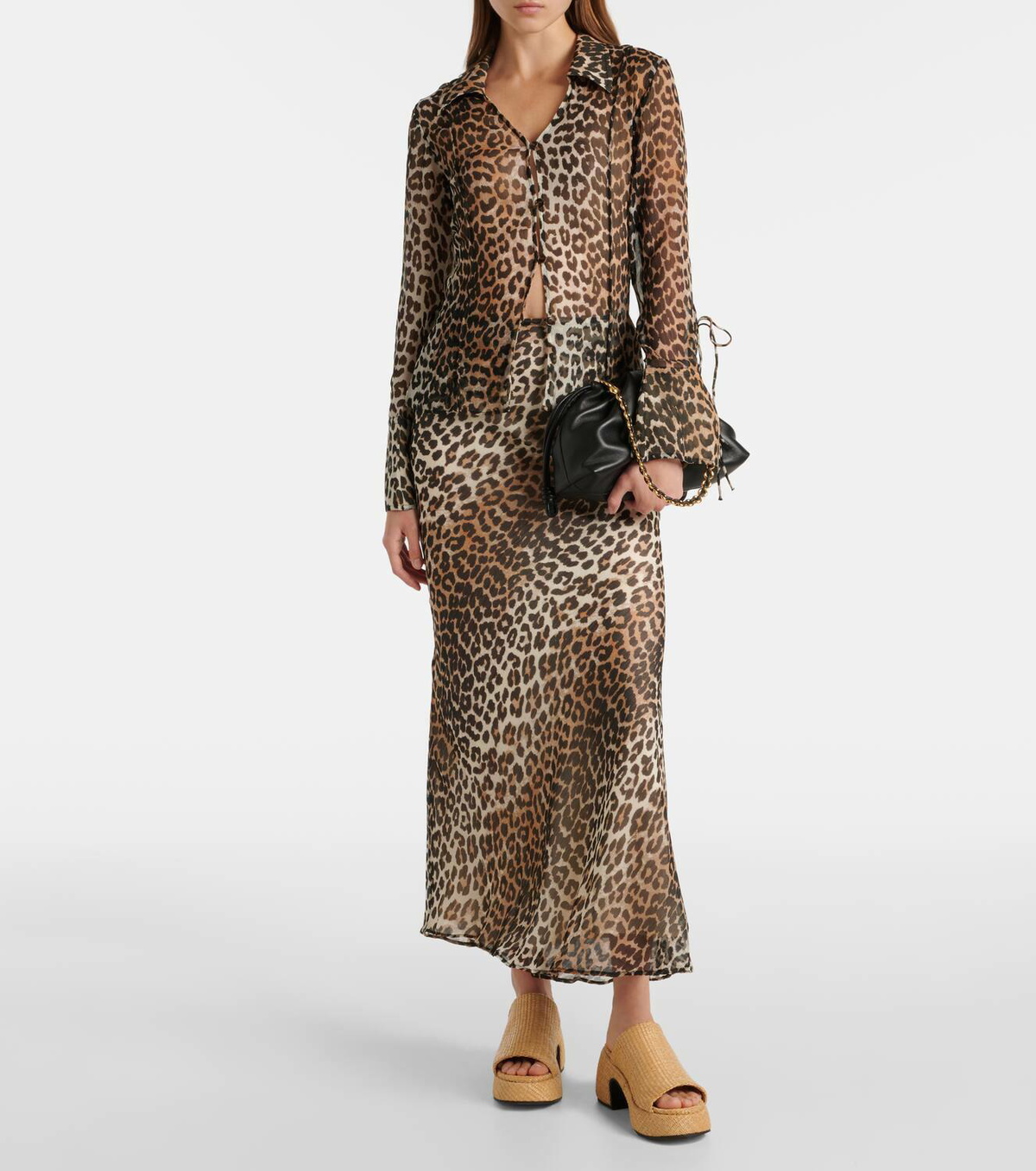 Ganni Leopard-print chiffon shirt GANNI