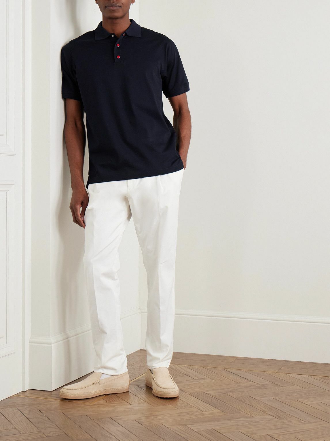 Kiton - Cotton-Piqué Polo Shirt - Blue Kiton