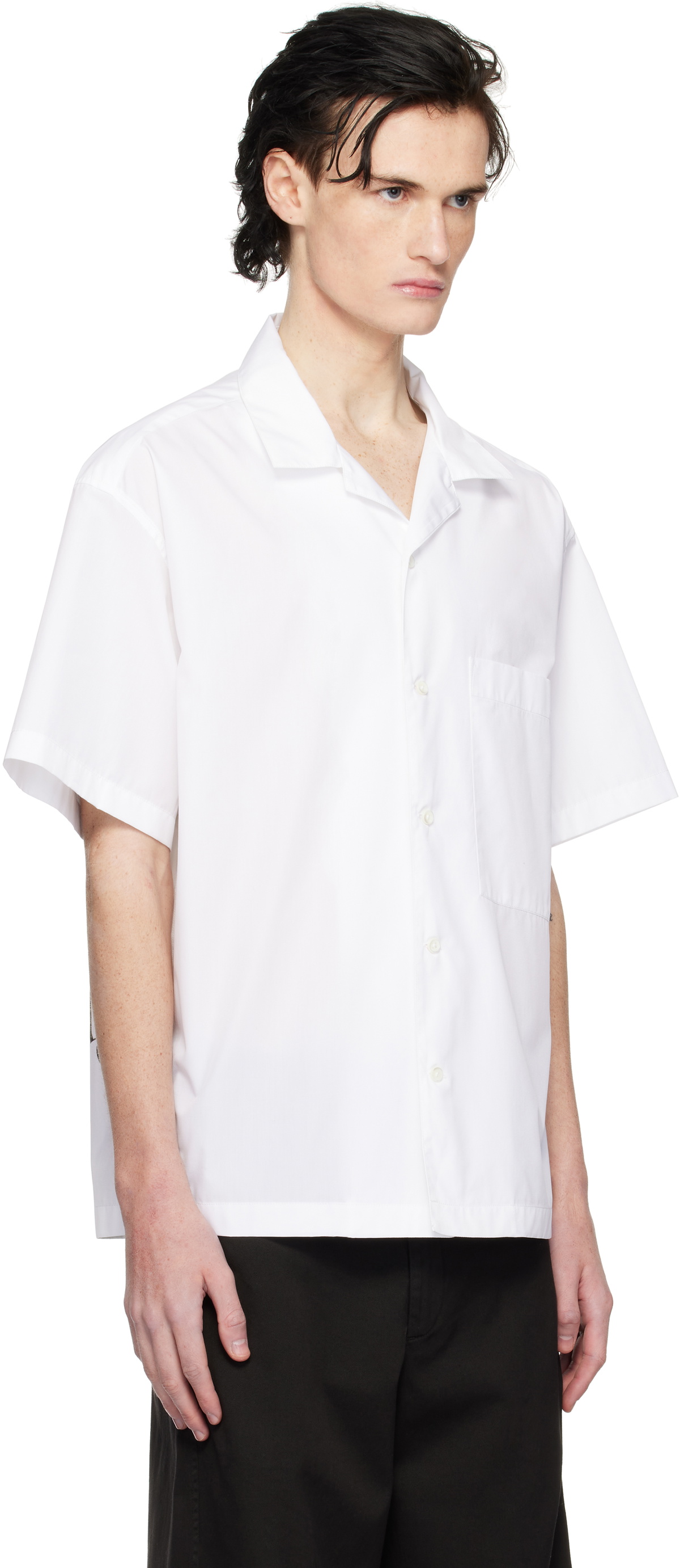 Palm Angels White Curved Logo Classic Shirt Palm Angels