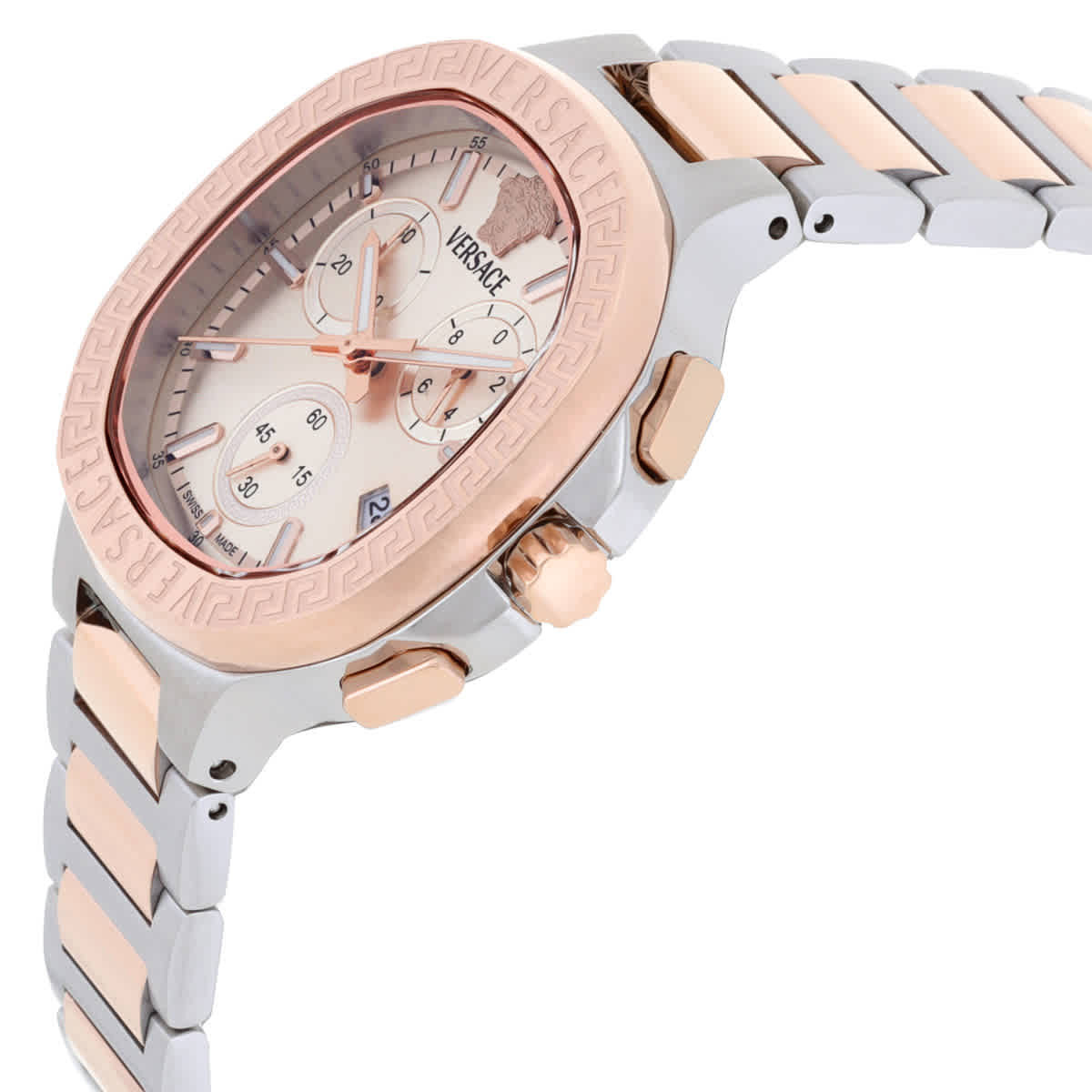 Versace V-Chrono Square Chronograph Quartz Rose Gold Dial Watch ...