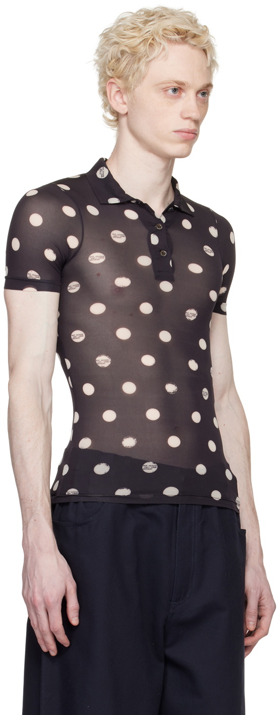 Raf Simons Black Polka Dot Polo Raf Simons