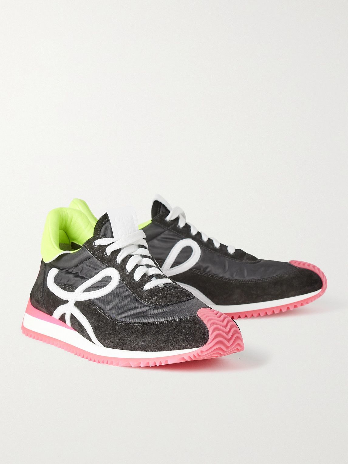 Loewe - Flow Runner Leather-Trimmed Suede and Nylon Sneakers - Black Loewe