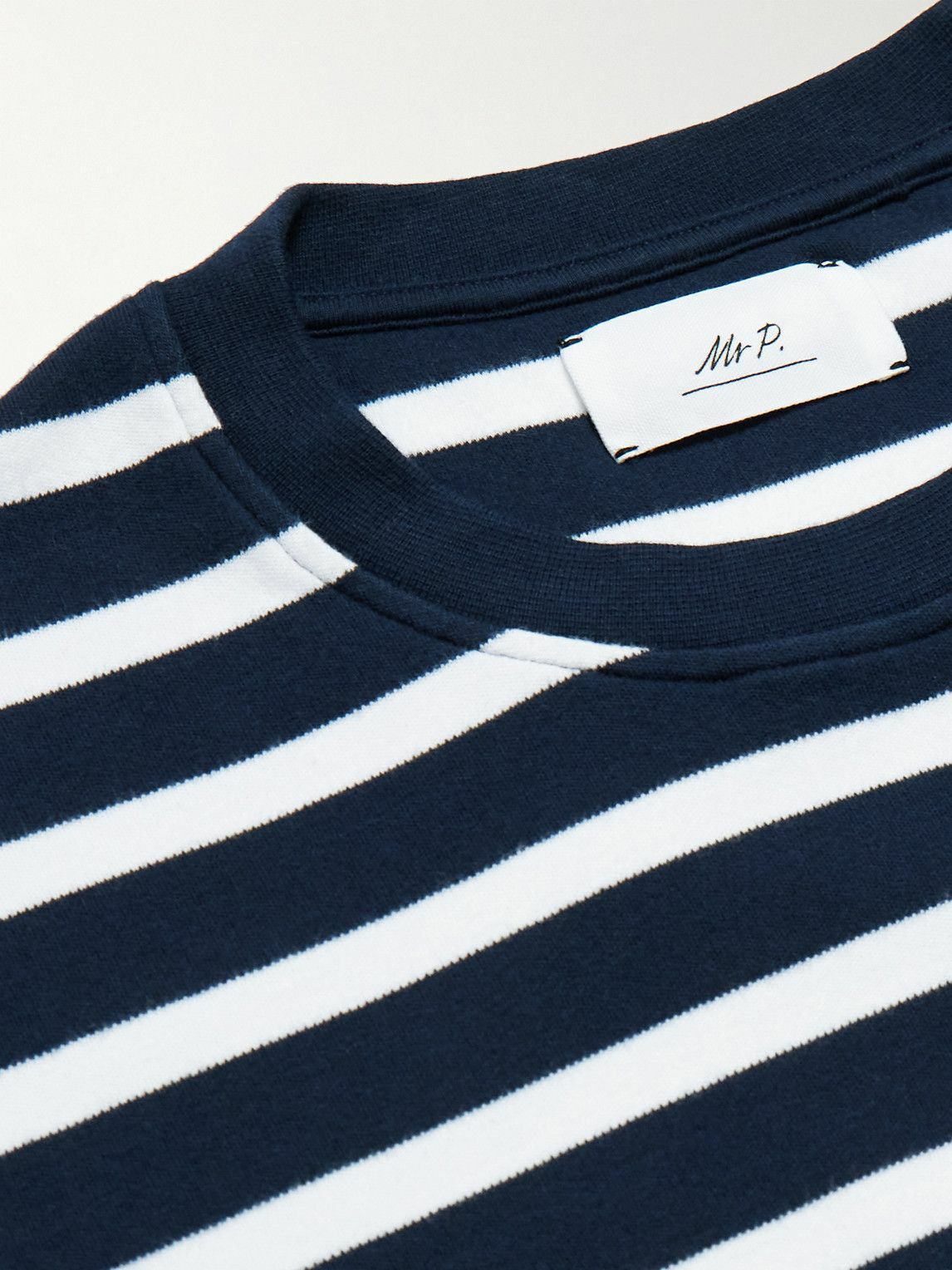 Mr P. - Striped Organic Cotton-Jersey T-Shirt - Blue Mr P.