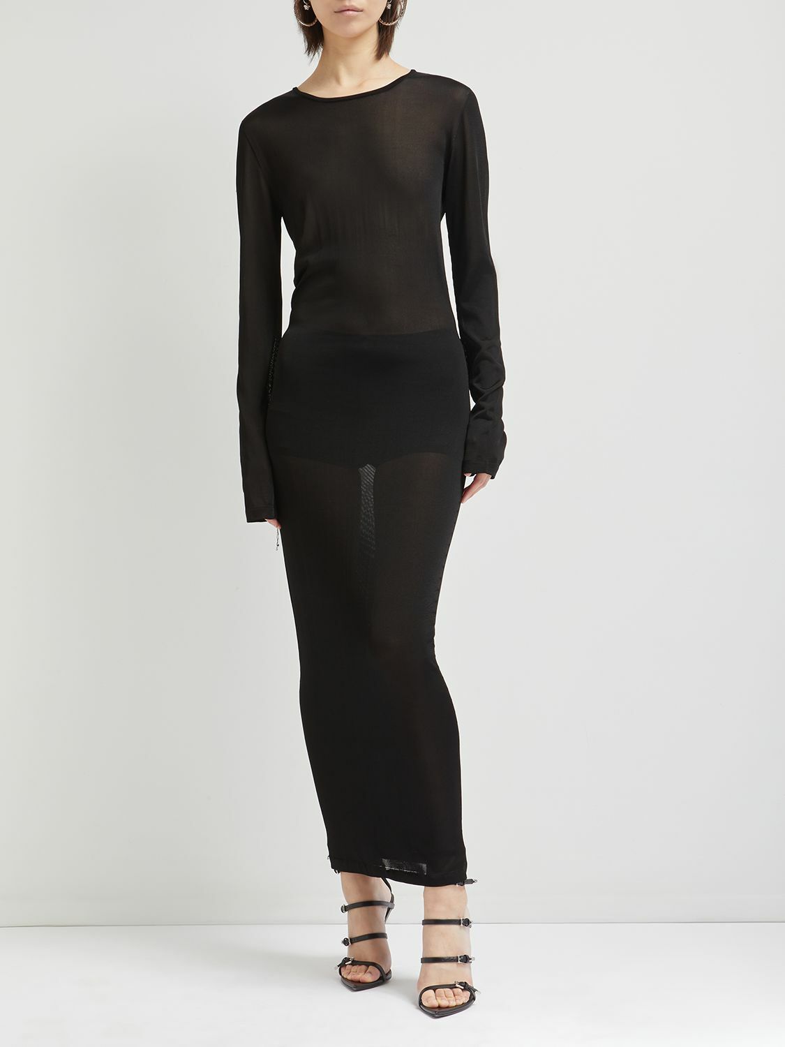 VERSACE - Knit Slashed Back Midi Dress Versace
