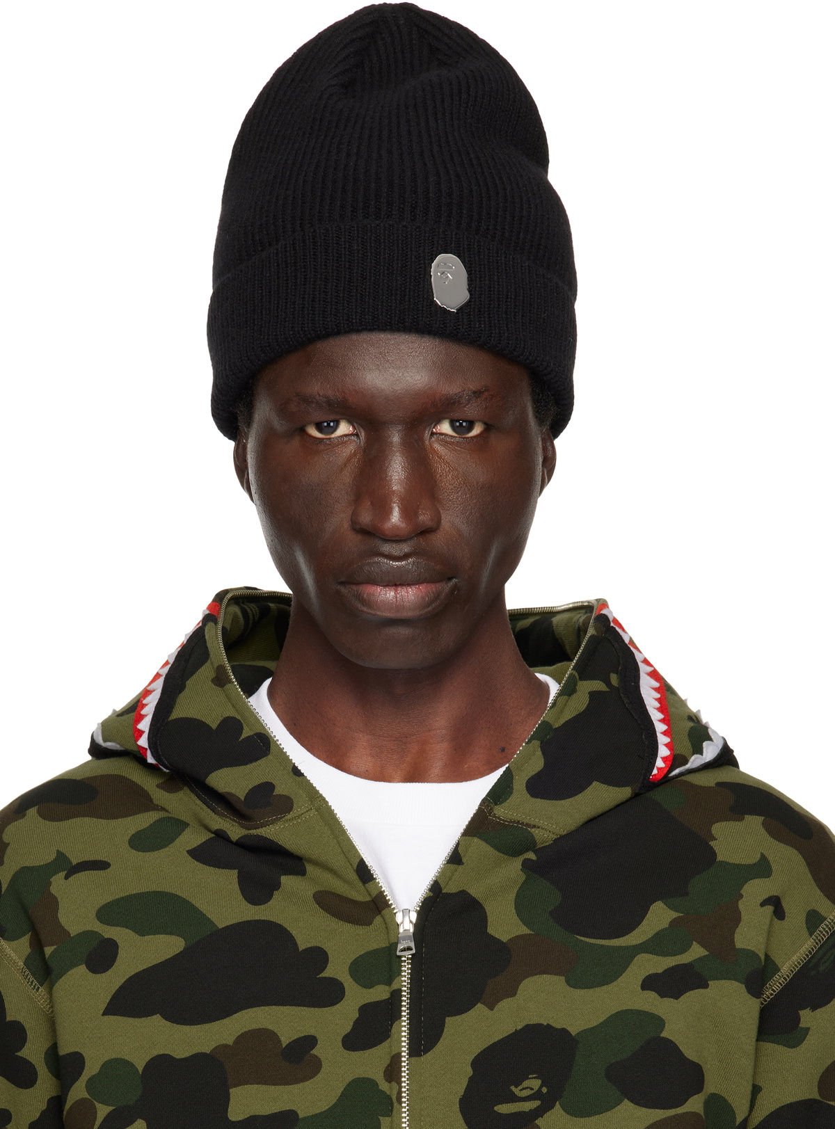 BAPE Black One Point Knit Beanie A Bathing Ape