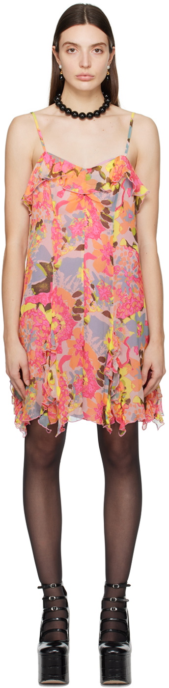 Anna Sui Multicolor Ruffled Minidress Anna Sui