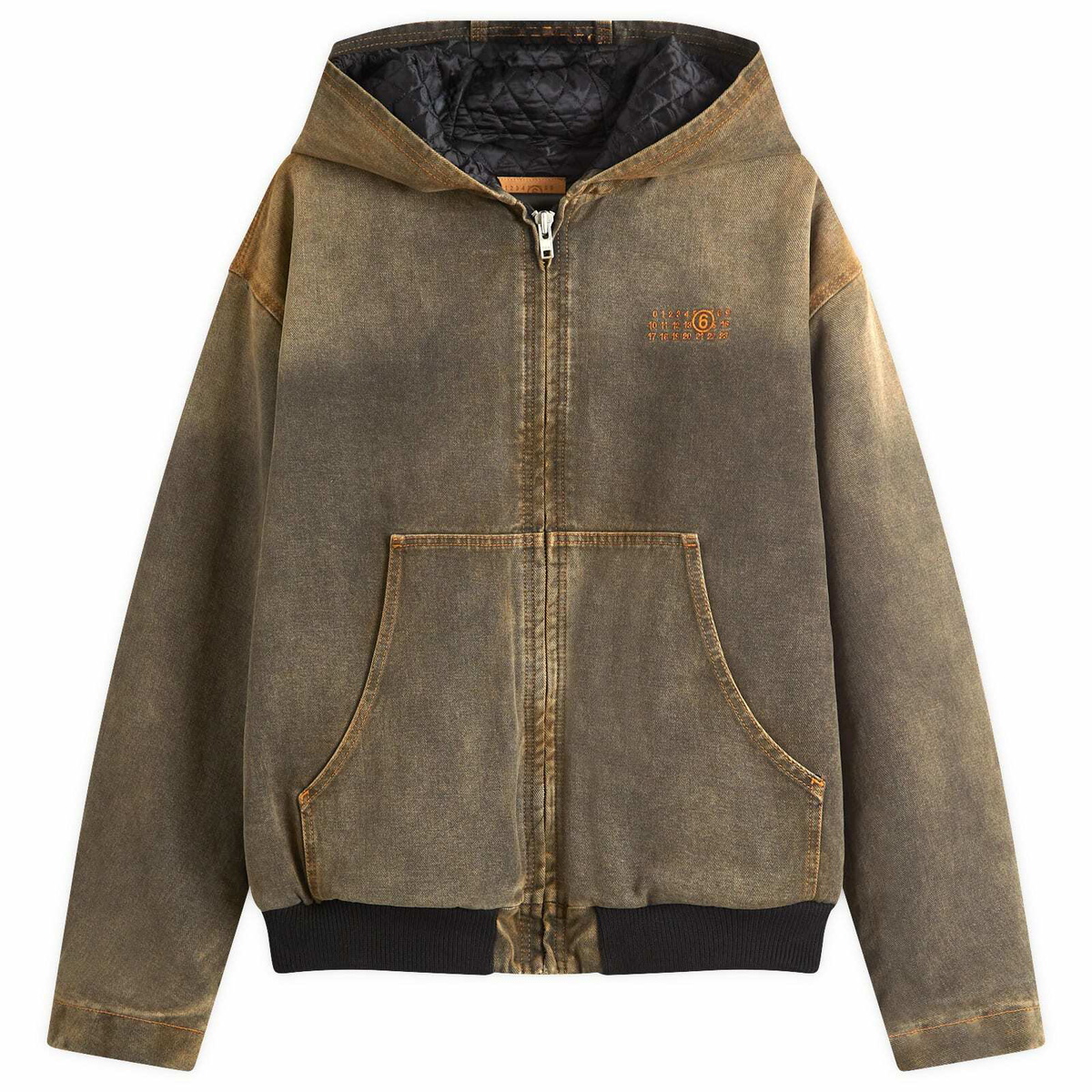 MM6 Maison Margiela Men's Hooded Denim Bomber Jacket in Brown MM6 ...