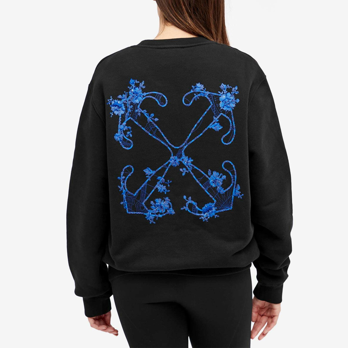 Off-White Women's Flower Arrow Regular Crewneck Sweatshirt in Black Off ...