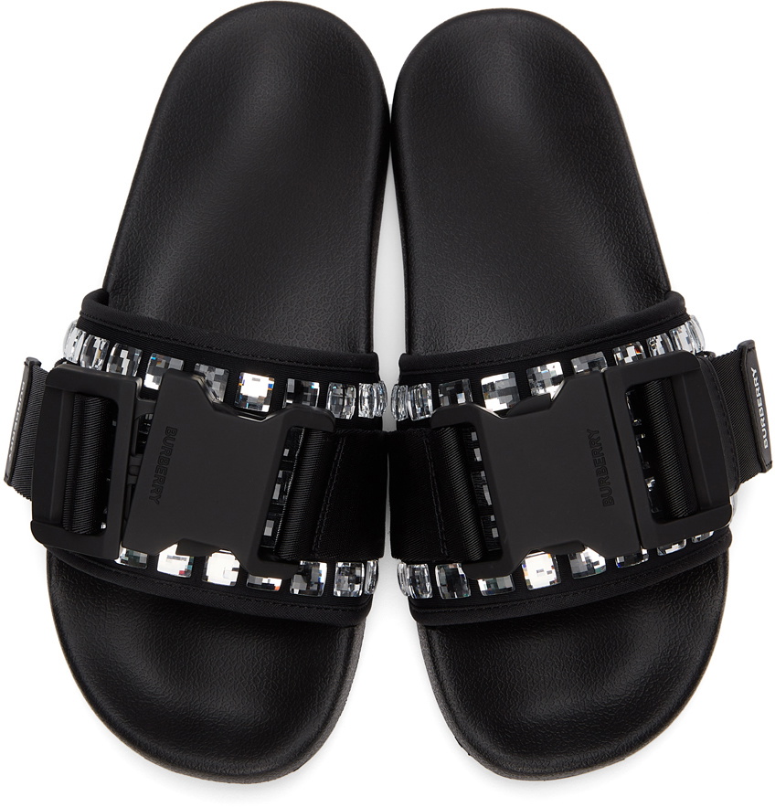 Burberry Black Crystal Cameron Slides Burberry