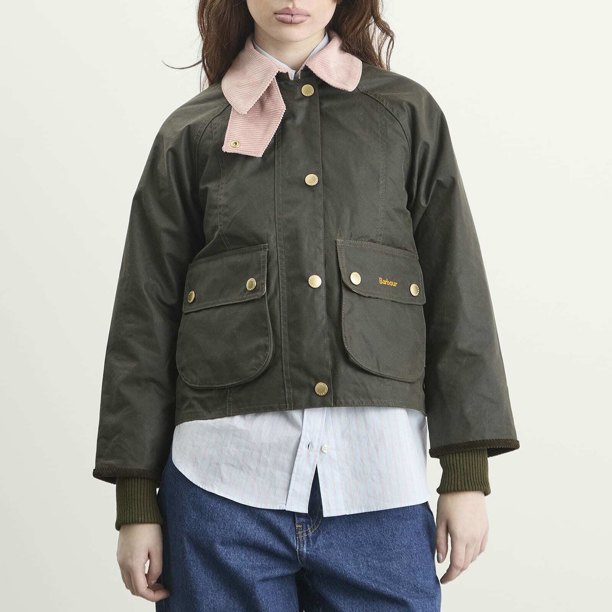 Barbour Women's Crop Beadnell Jacket in Ancient Olive/Ancient/Green Barbour