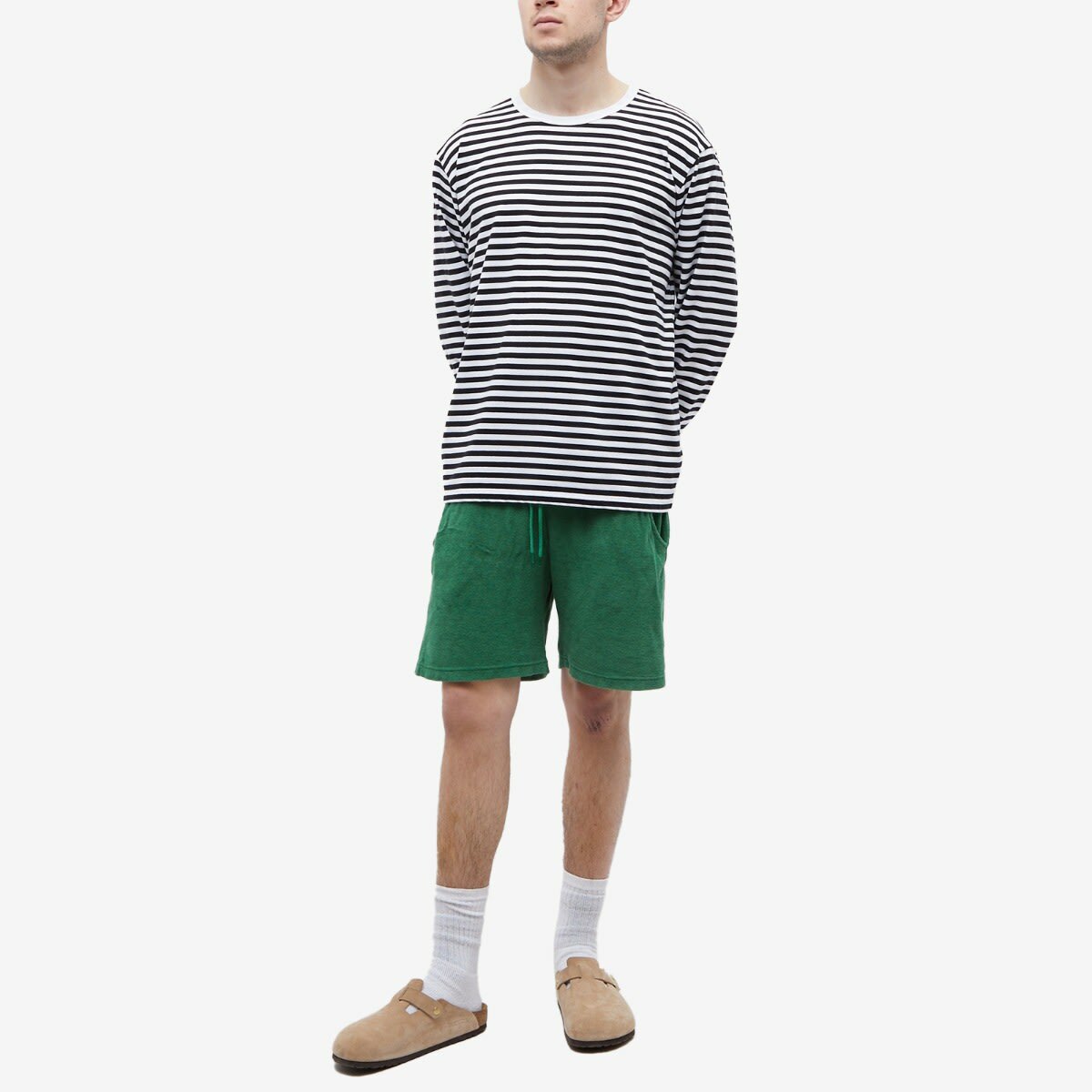 Universal Works Men's Terry Fleece Beach Short in Green Universal Works