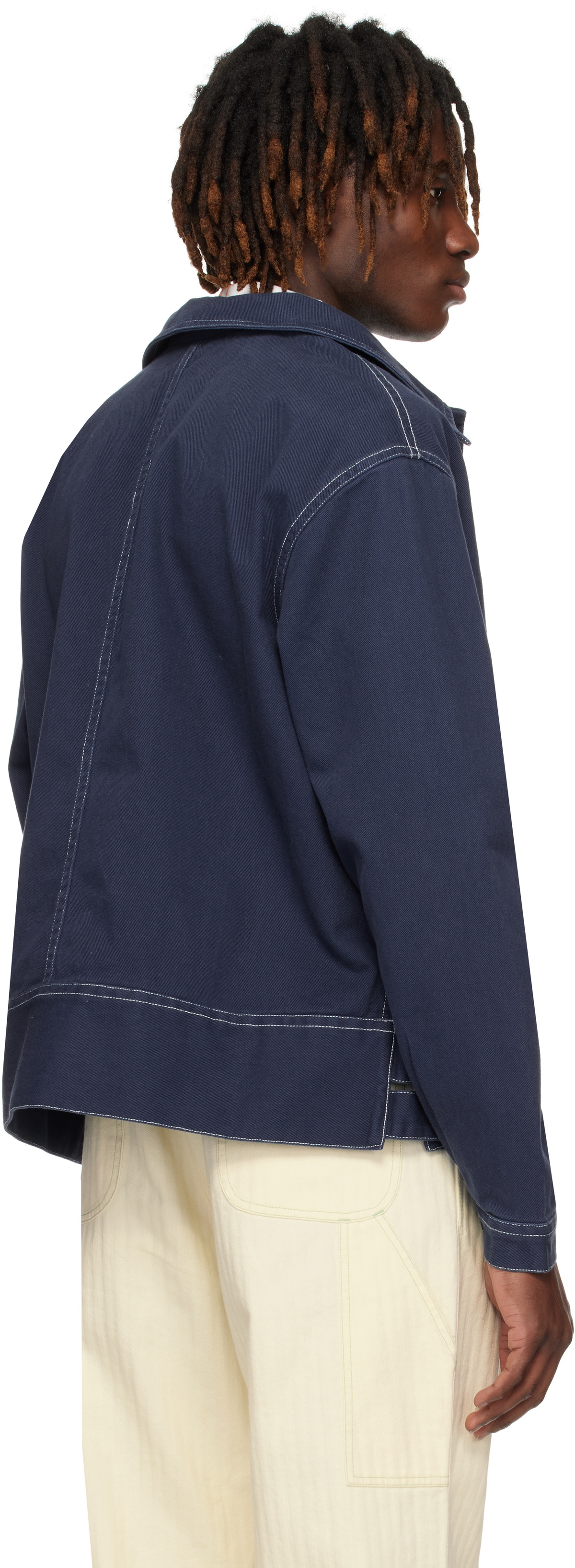 Bode Navy Knolly Brook Side Tab Jacket Bode