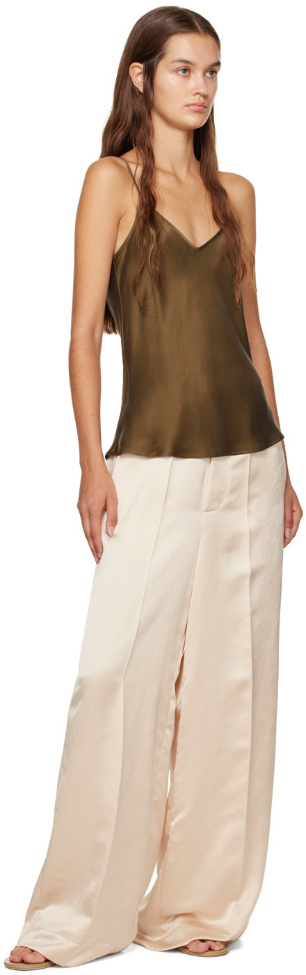 Silk Laundry Brown Bias Cut Tank Top Silk Laundry