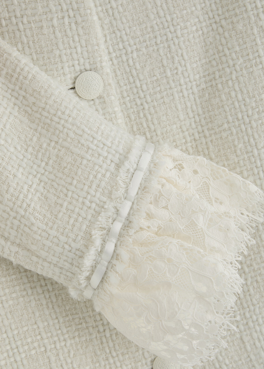 Alice + Olivia Millie Bouclé Tweed Jacket Off White Alice + Olivia