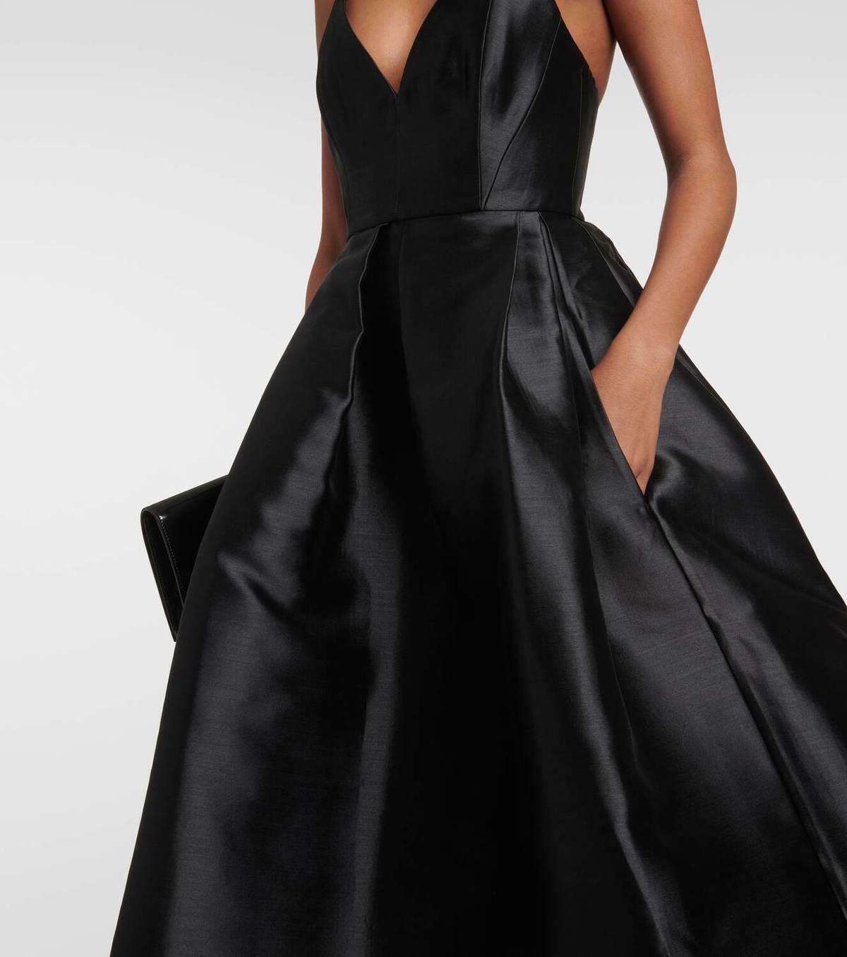 Alex Perry Pleated silk faille midi dress Alex Perry