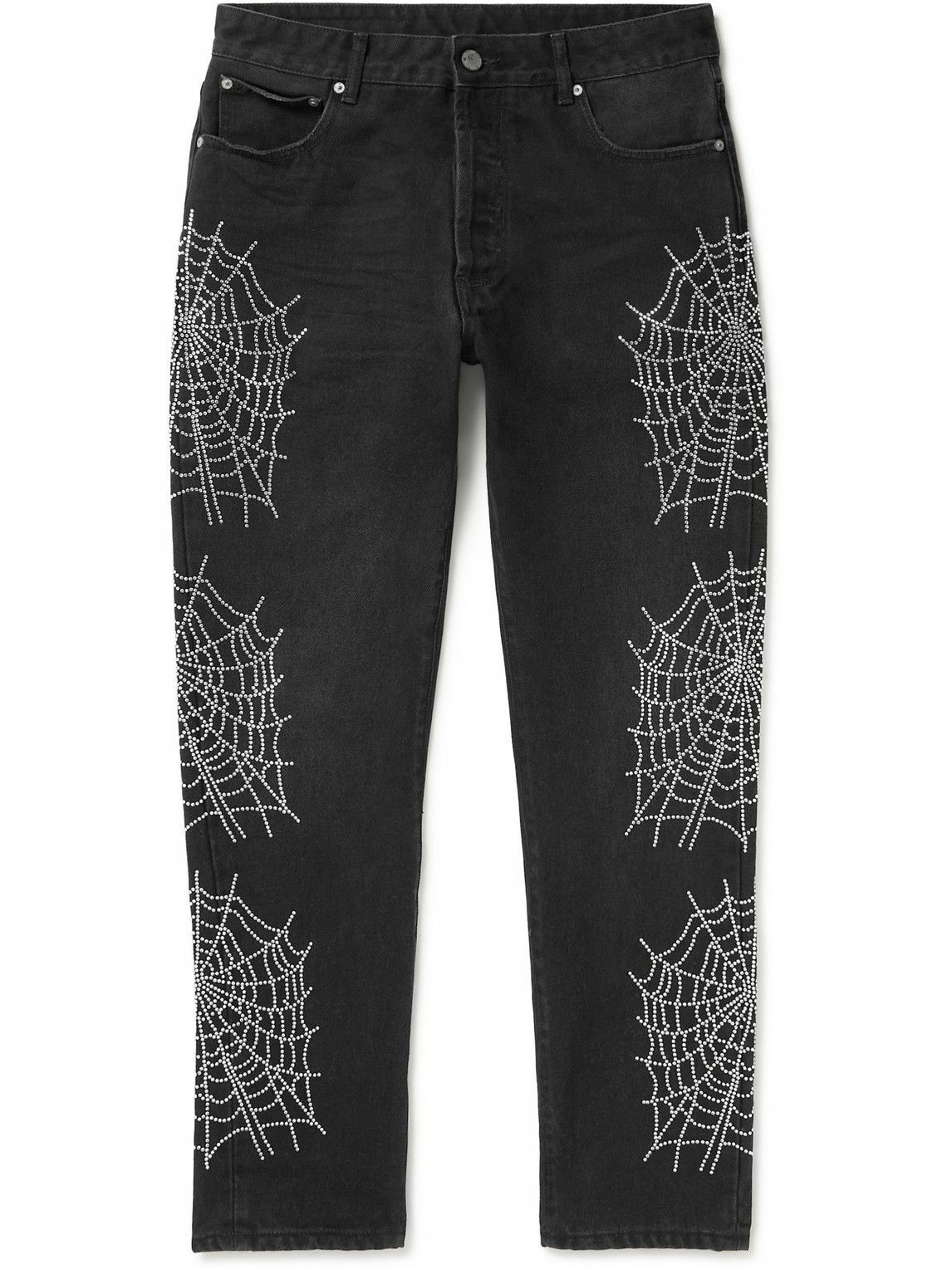 Palm Angels - Straight-Leg Crystal-Embellished Jeans - Black Palm Angels