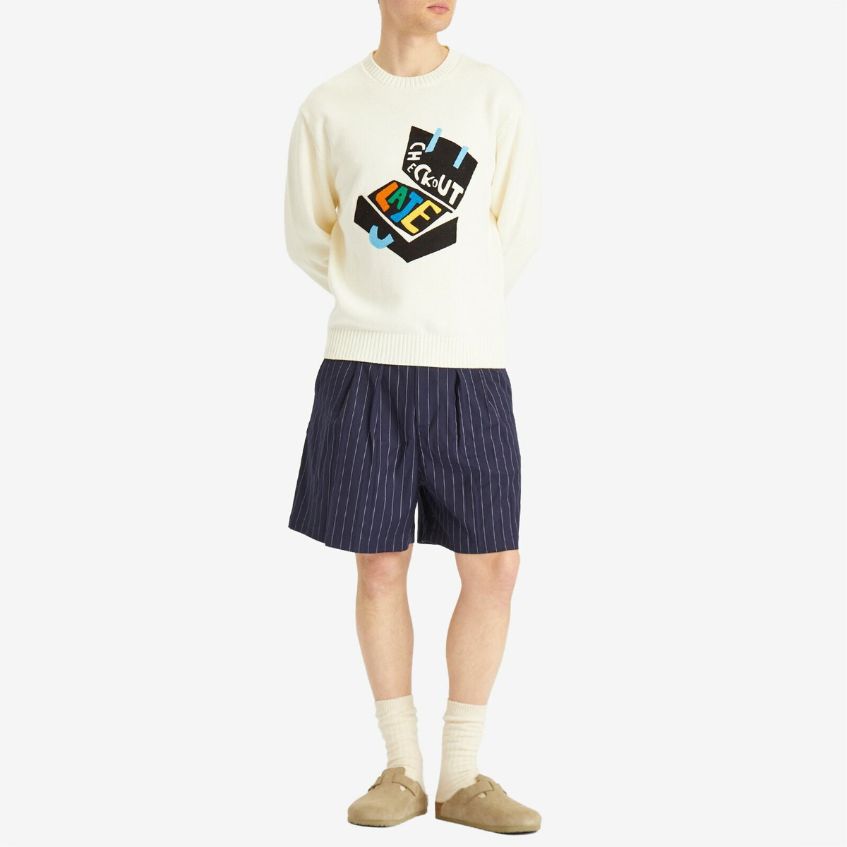 Late Checkout Men's Suitcase Jumper in White Late Checkout