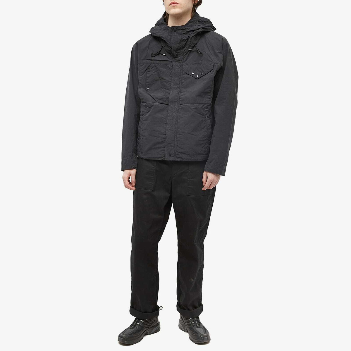Ten C Men's Multi Pocket Zip Hooded Jacket in Black Ten C