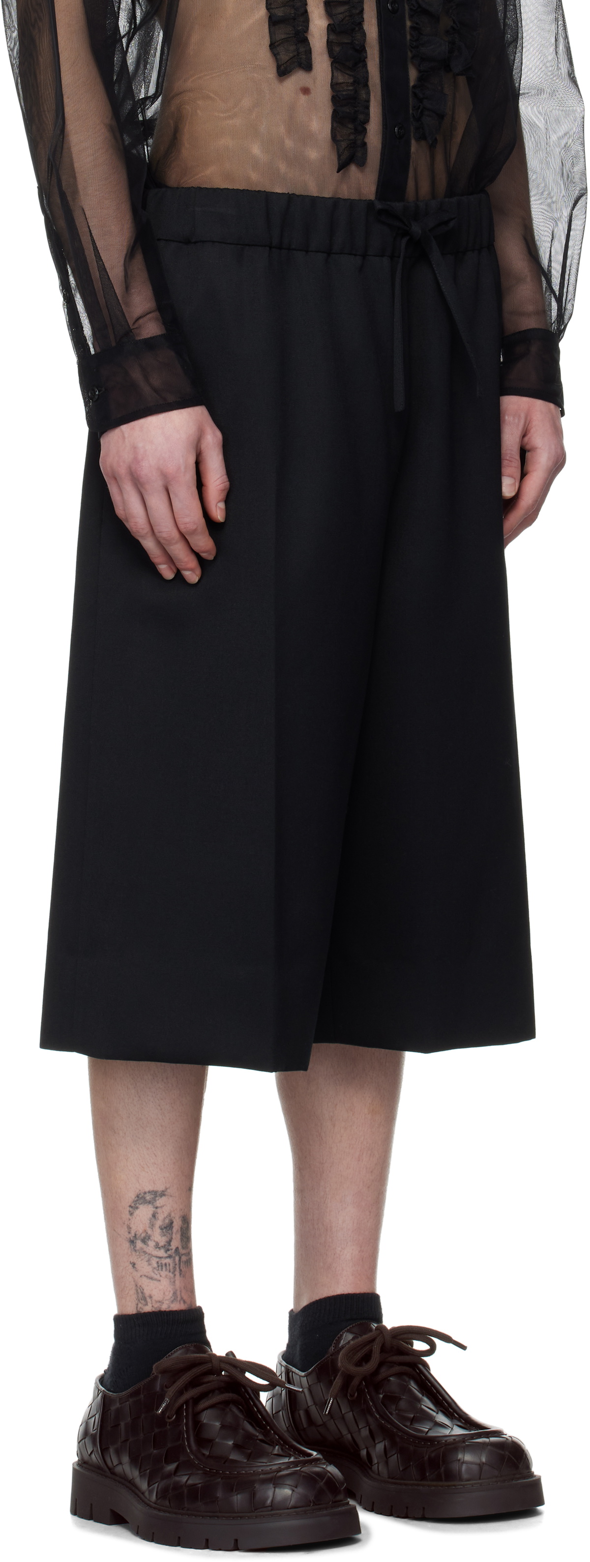 Simone Rocha Black Wide Leg Long Shorts Simone Rocha