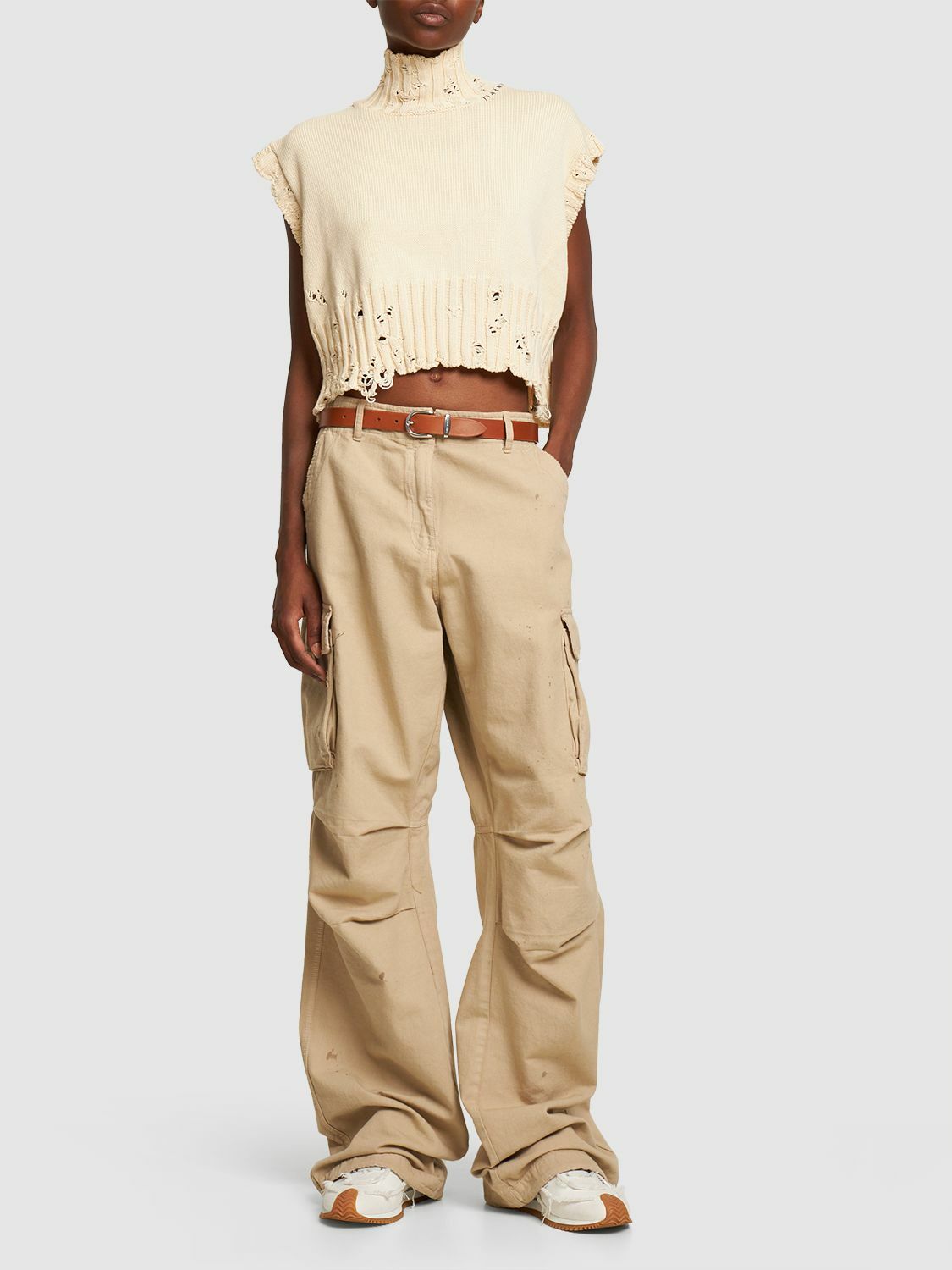 MARNI - Distressed Cotton Knit Turtleneck Vest Marni